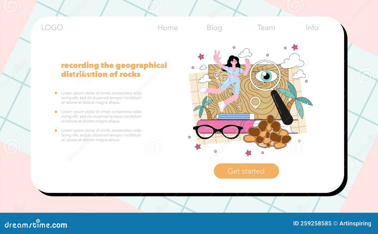 Geophysicist Web Banner or Landing Page. Scientist Study Structure ...