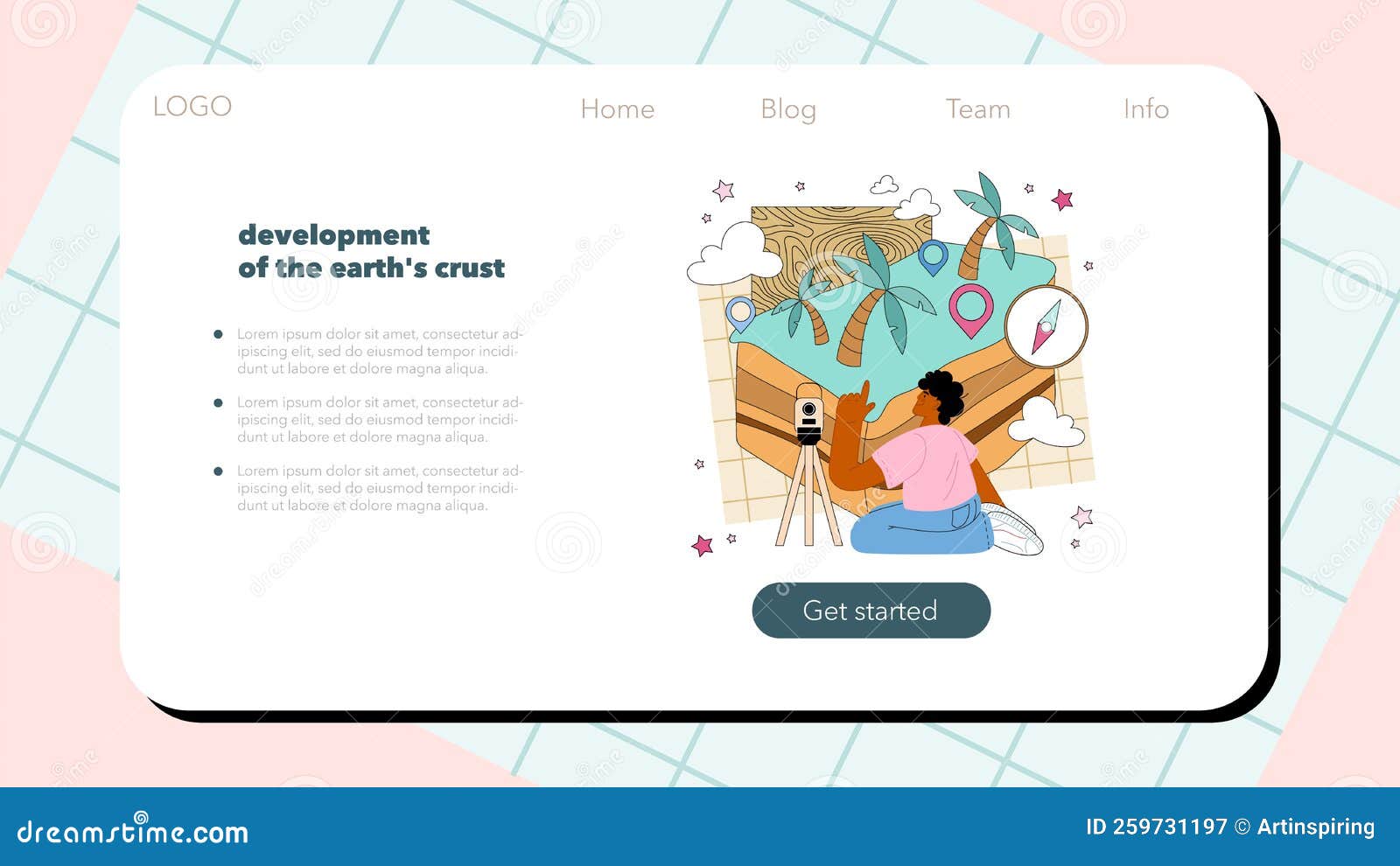 Geophysicist Web Banner or Landing Page. Scientist Study Structure ...