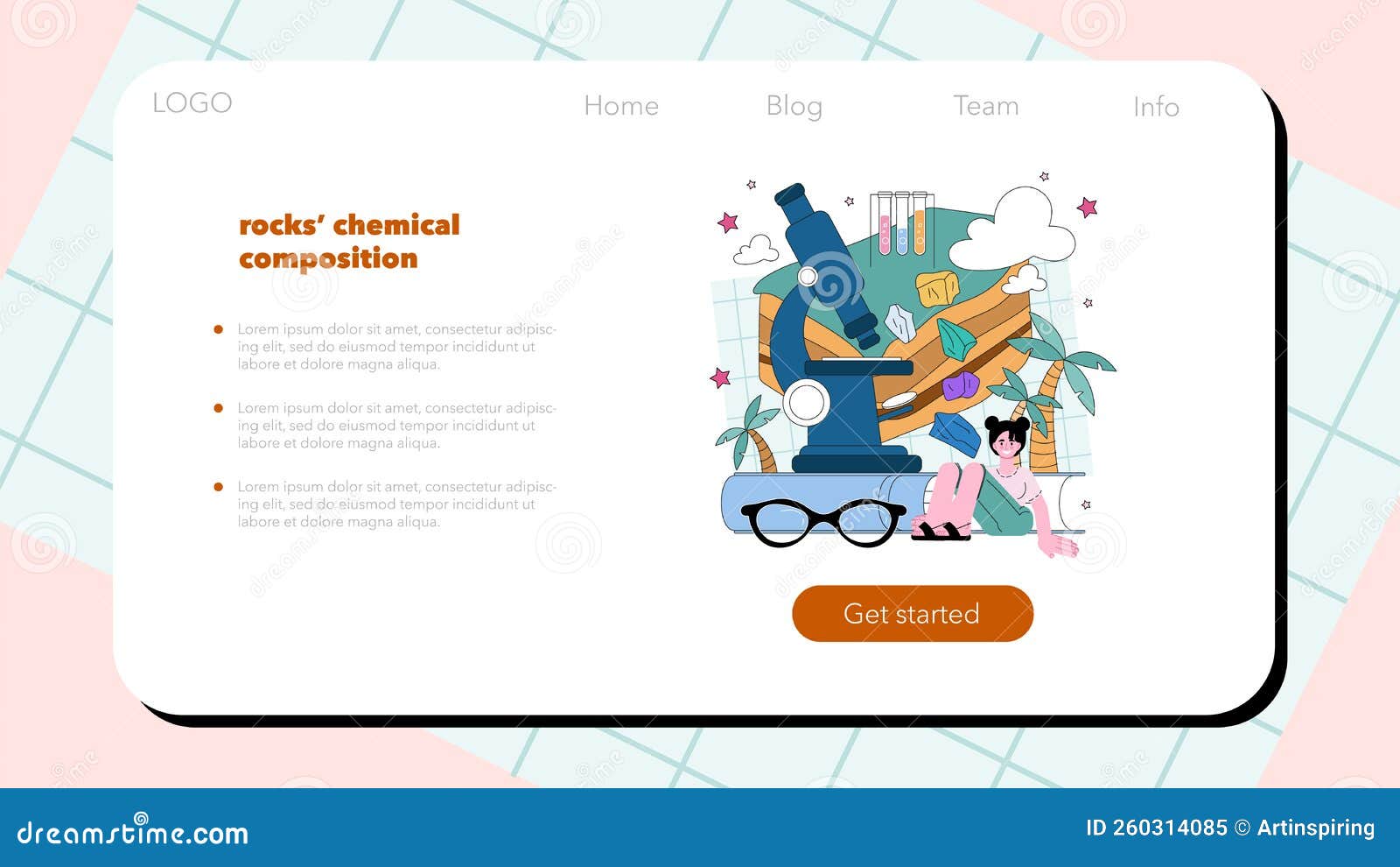 Geophysicist Web Banner or Landing Page. Scientist Study Structure ...