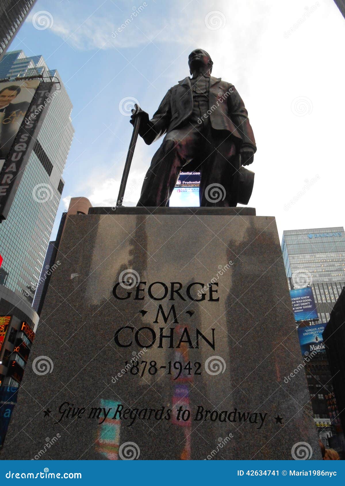 George Cohan Statue on Times Square, New York. Editorial Photo - Image ...