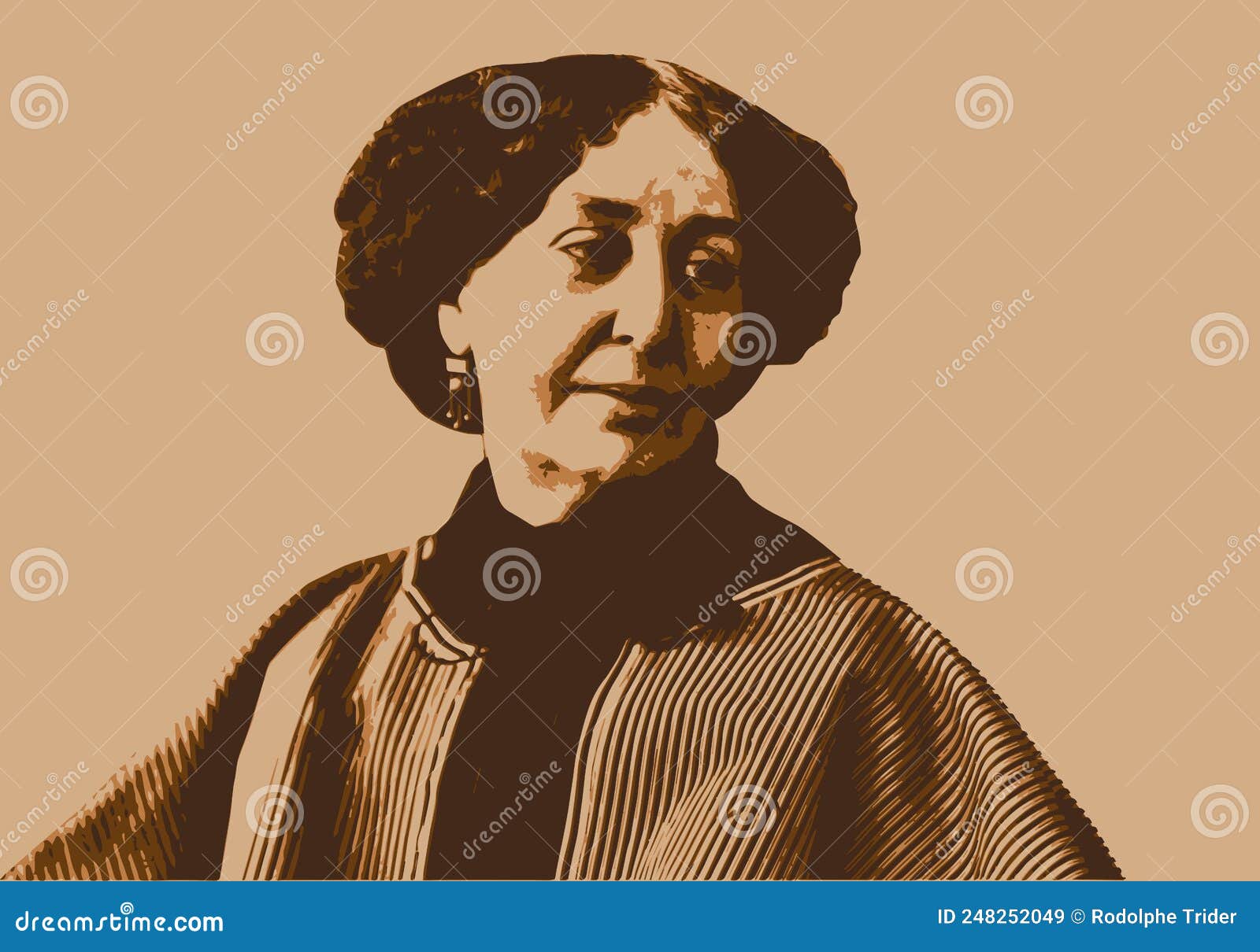 Portrait of George Sand, Famous French Writer. Editorial Stock Image ...