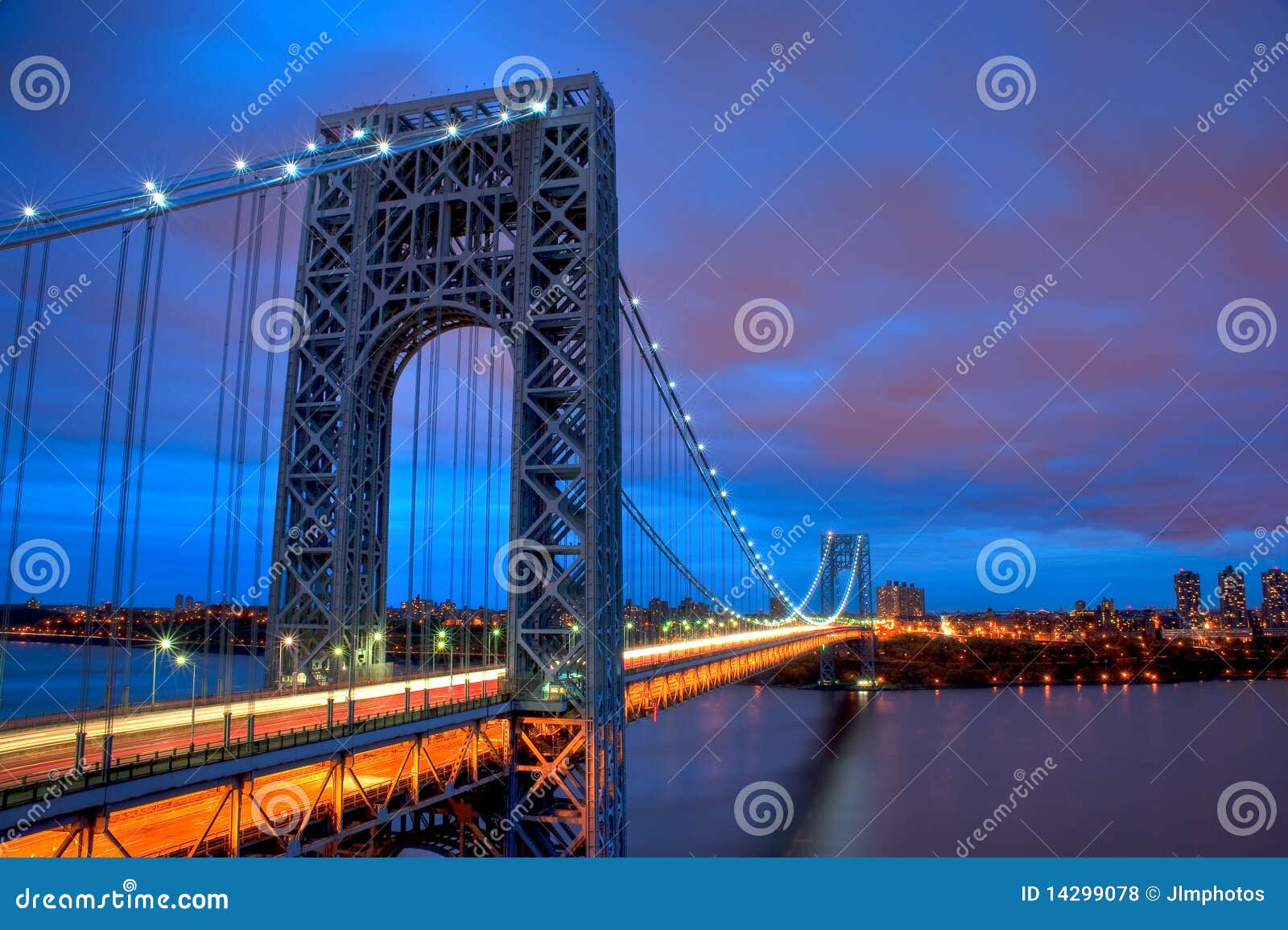 George Washington Bridge at Sunset Stock Photo - Image of black ...