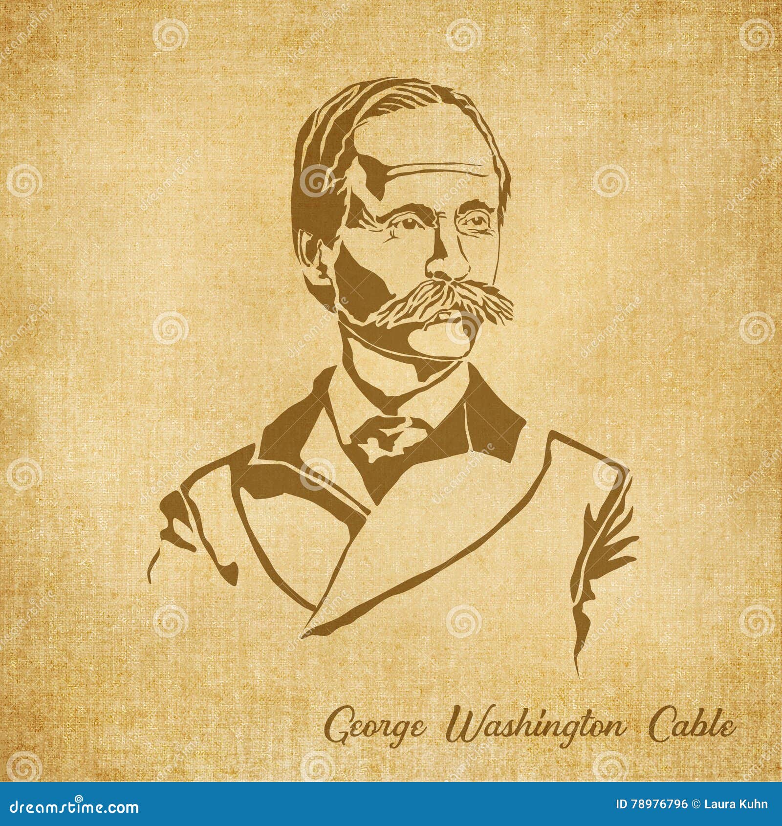George Washington Cable Digital Hand Drawn Illustration Editorial Photo ...