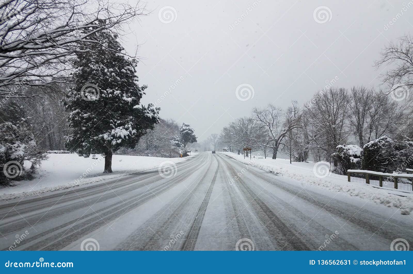George Washington Parkway with Snow and Ice Stock Image - Image of ...