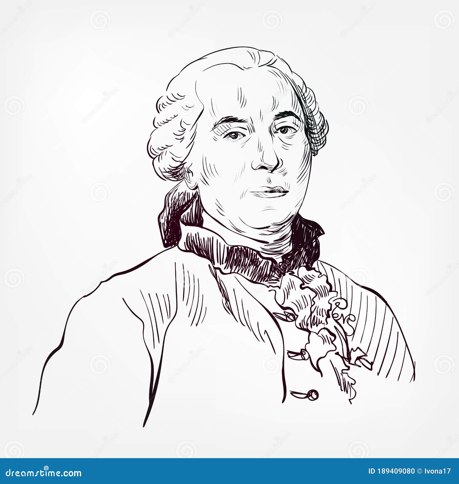 Georges-Louis Leclerc, Comte De Buffon Vector Portrait Isolated Sketch ...