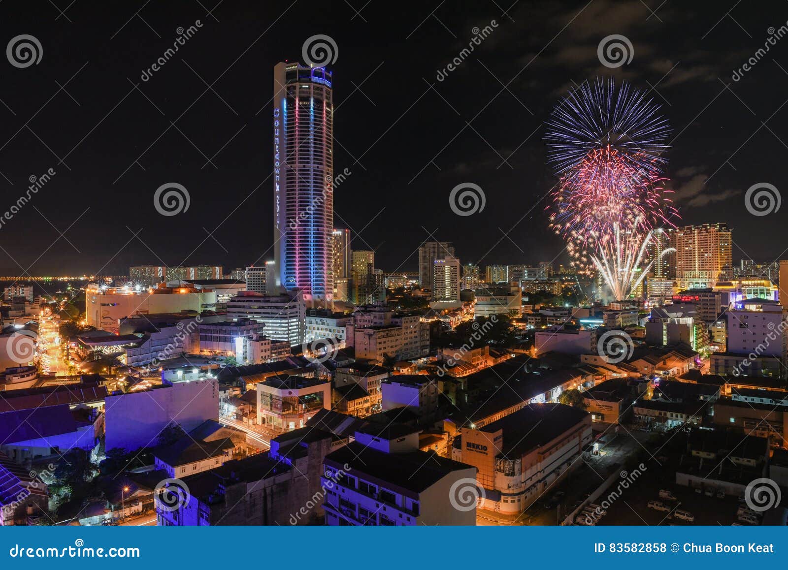 Georgetown, Komtar Tower Firework Isolated Editorial Stock Photo ...