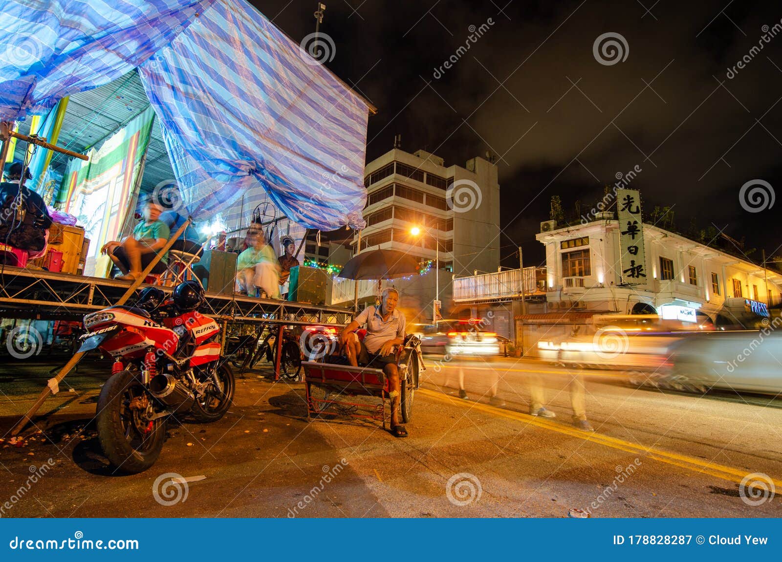 Rickshaw Driver Rest at the Back Stage of Chinese Opera. Editorial ...