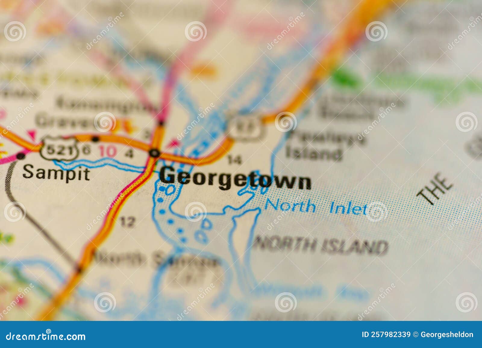 Georgetown SC Map stock image. Image of states, atlantic - 257982339