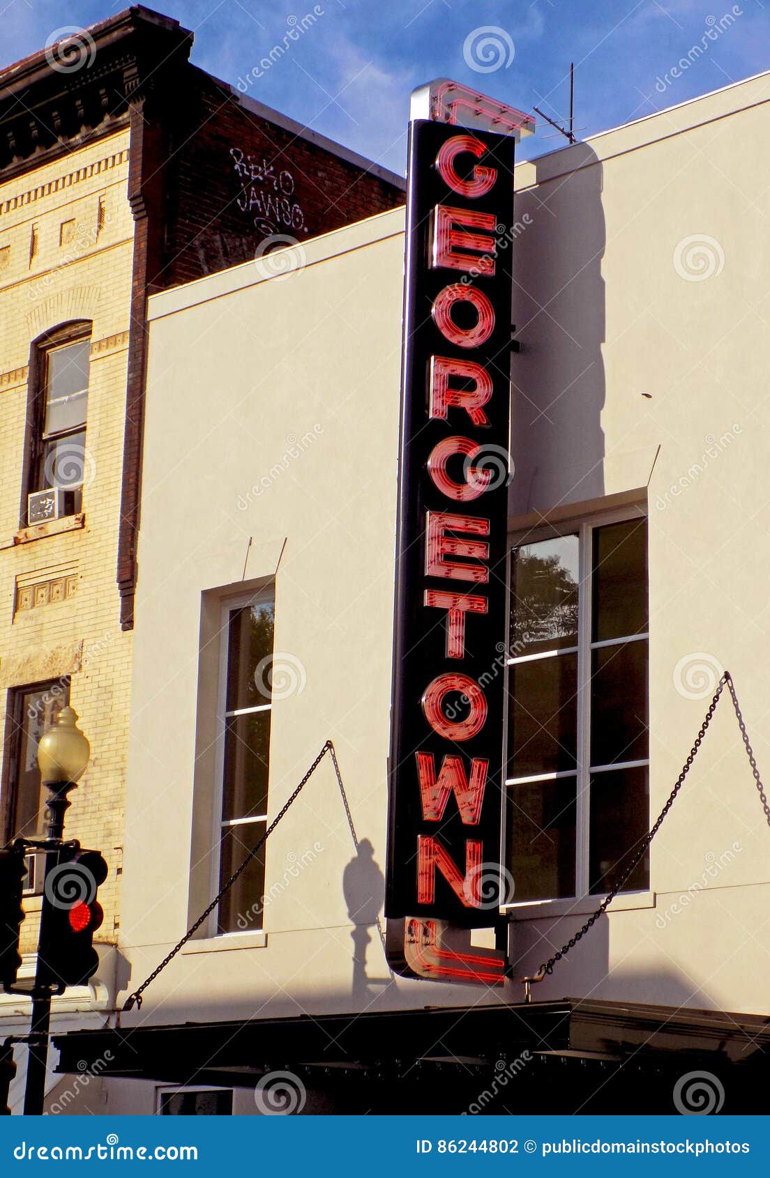 Georgetown Sign Lit Picture. Image: 86244802