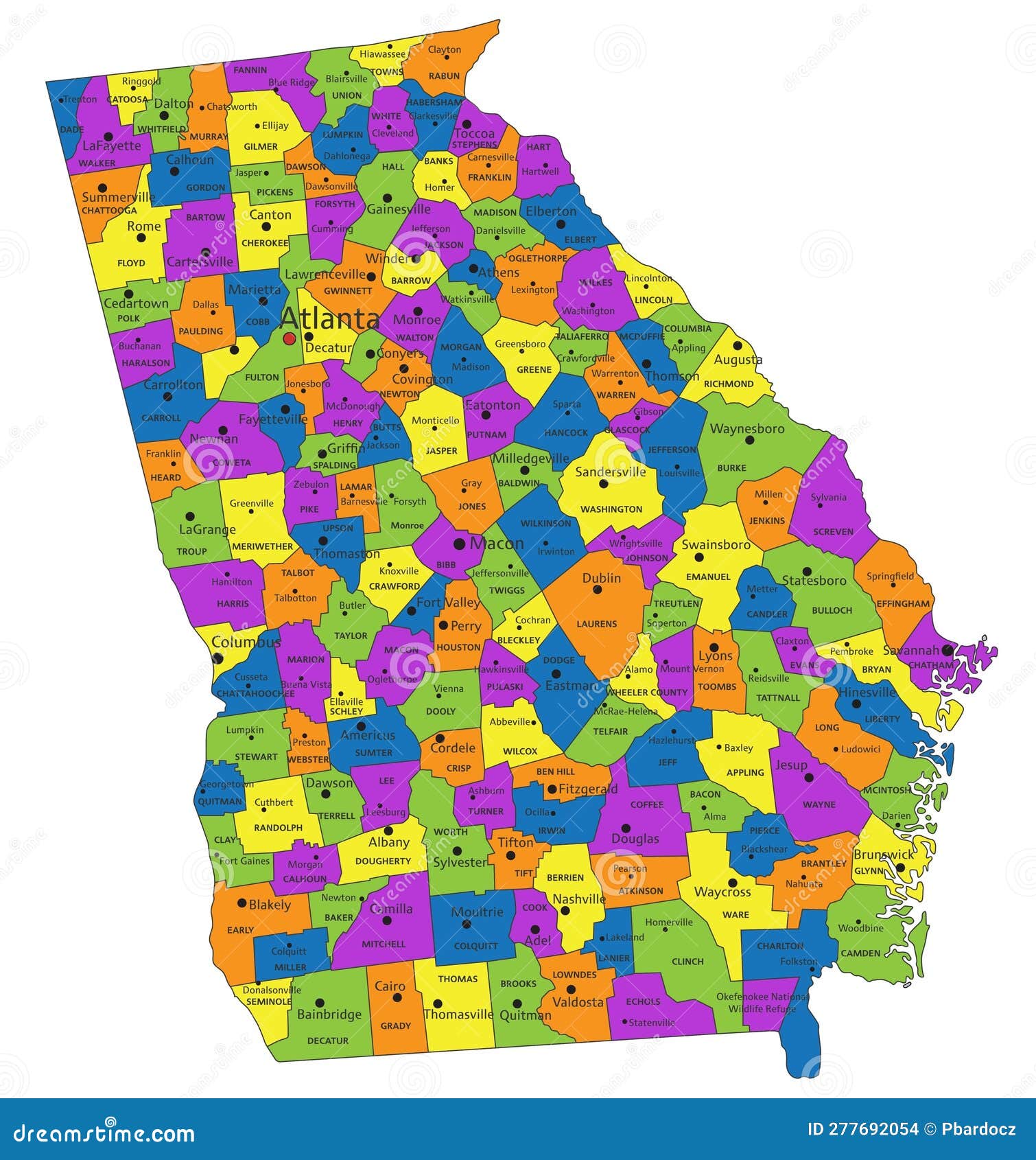 Colorful Georgia Political Map With Clearly Labeled, Separated Layers ...