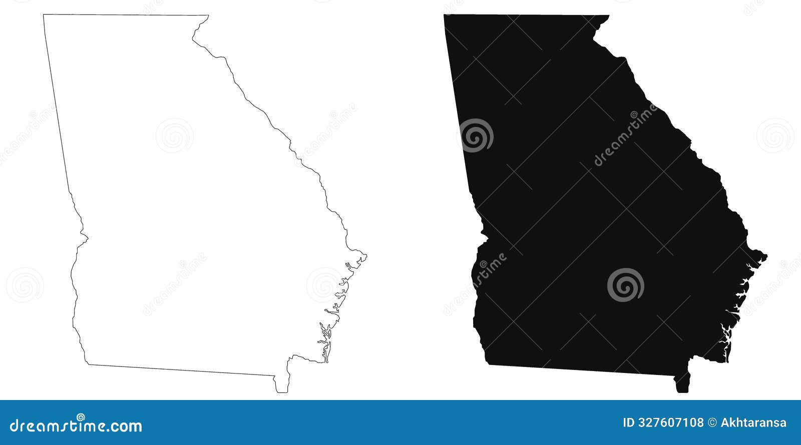 Georgia Administrative Map, Georgia Outline and Counties State Map Set ...