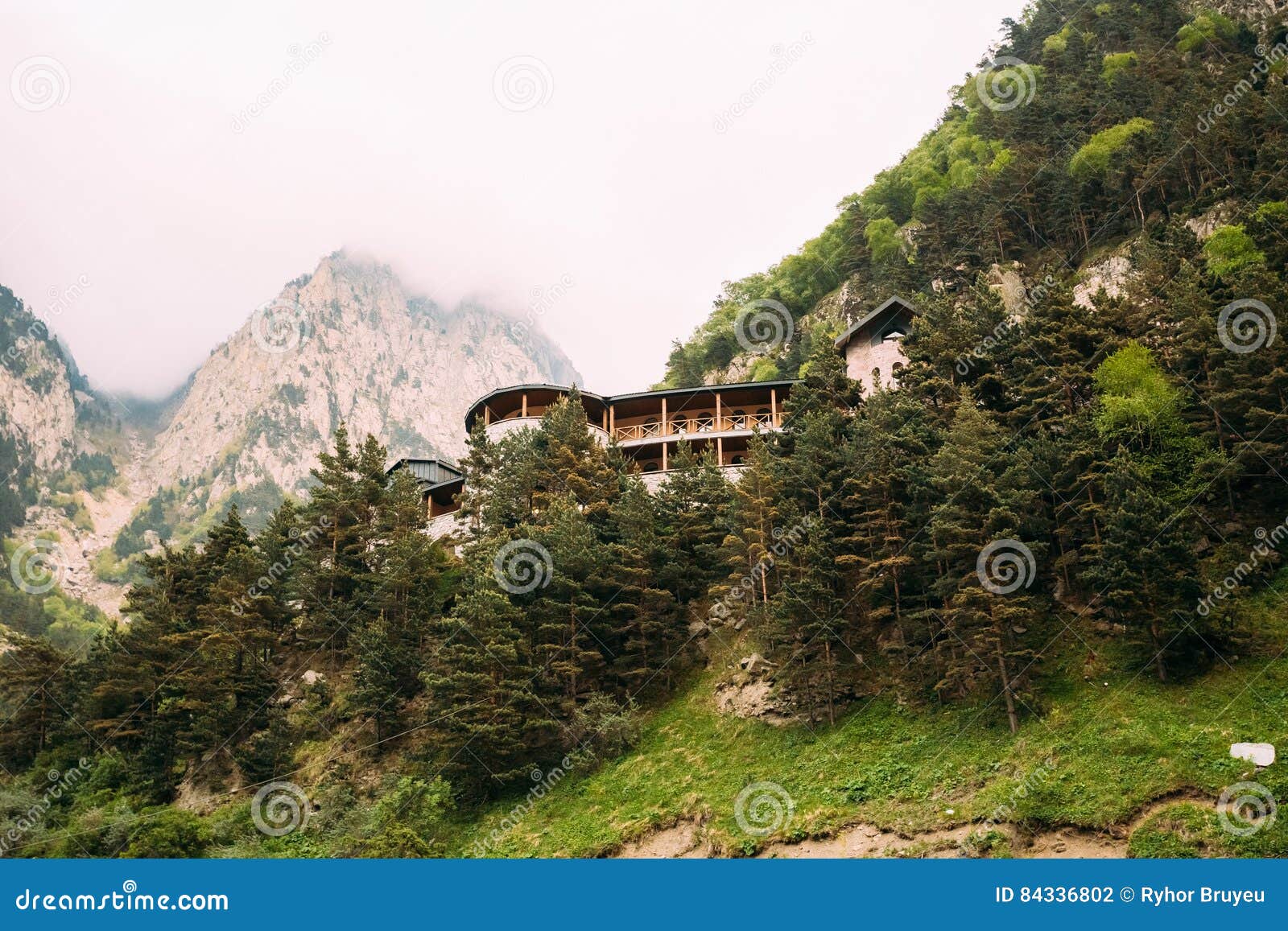 Georgia. Building of Dariali Monastery Residence in Darial Gorge Stock ...