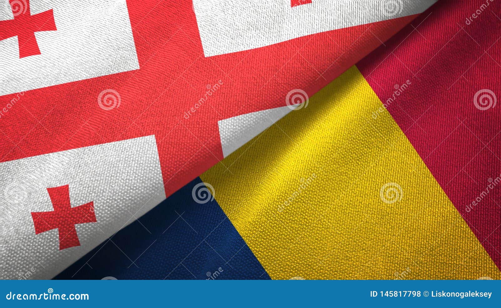 Georgia and Chad Two Flags Textile Cloth, Fabric Texture Stock ...