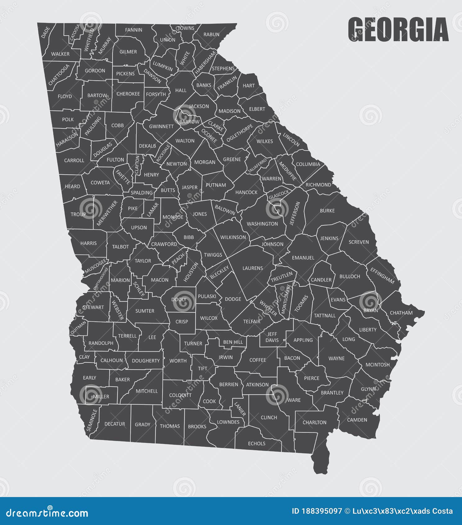 Georgia County Map Royalty-Free Stock Photography | CartoonDealer.com ...
