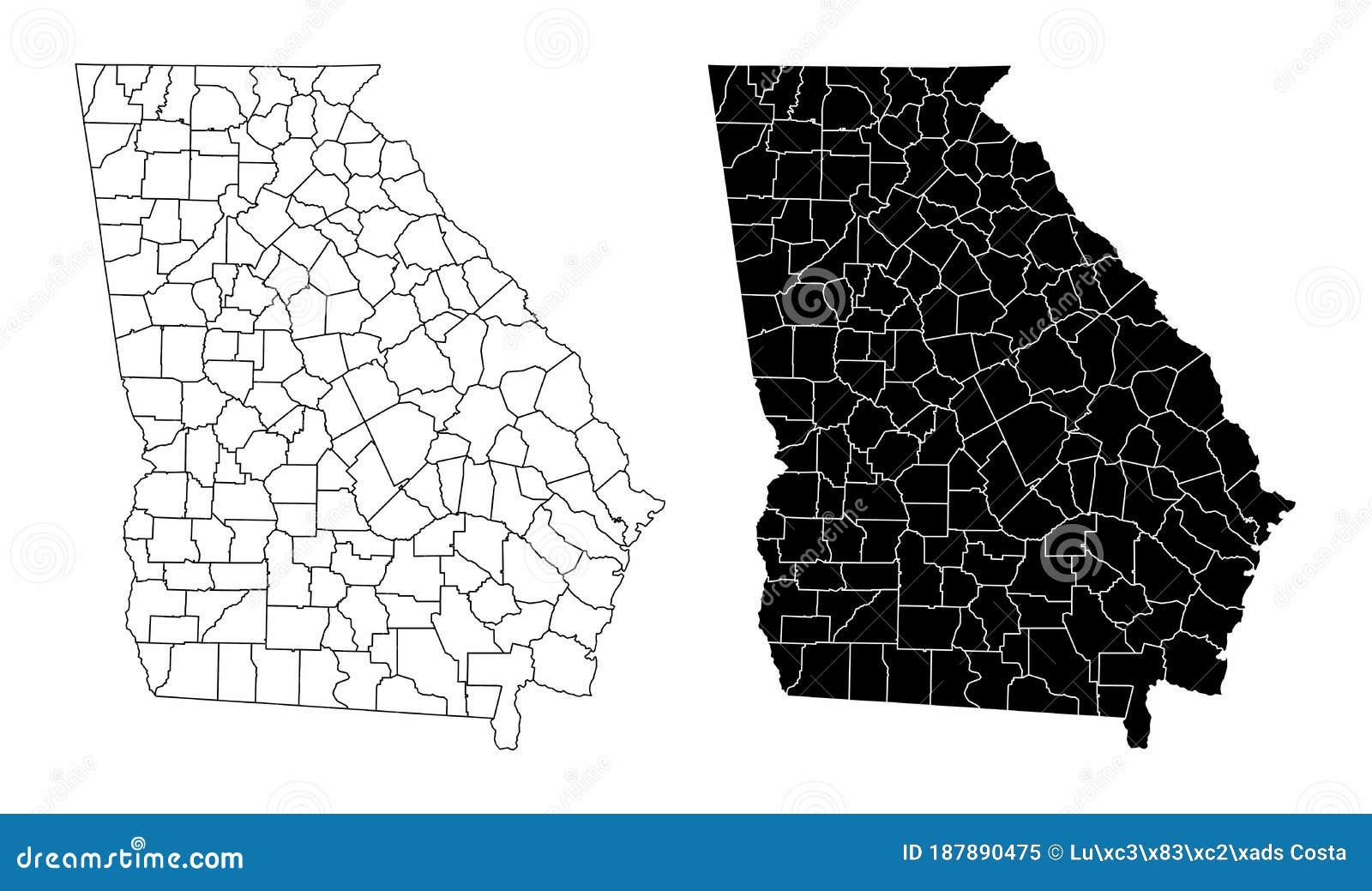 Georgia County Maps stock illustration. Illustration of travel - 187890475