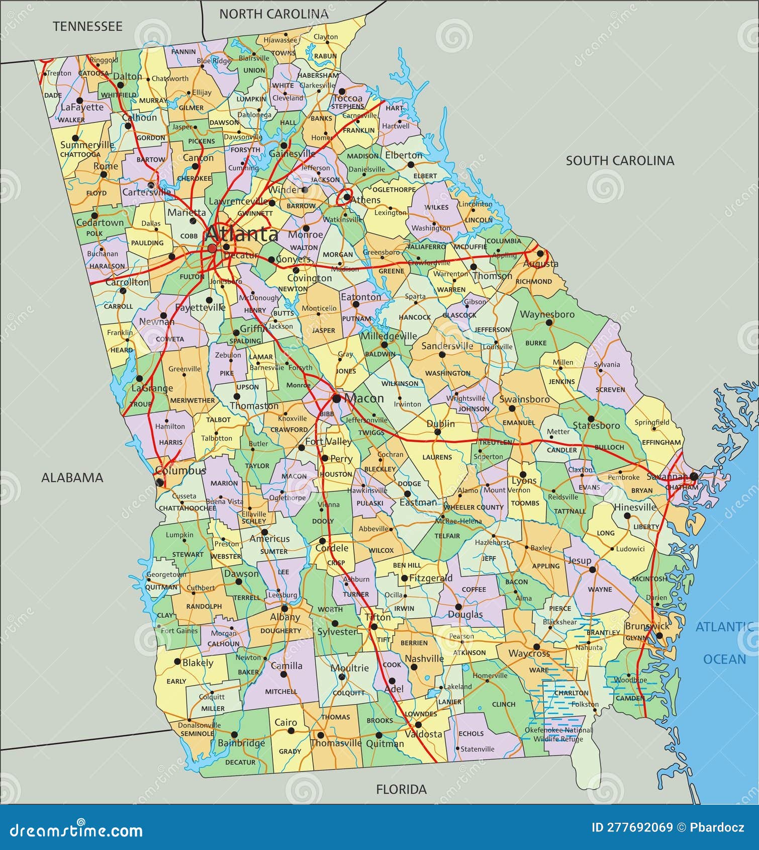 Georgia - Detailed Editable Political Map with Labeling. Stock Vector ...