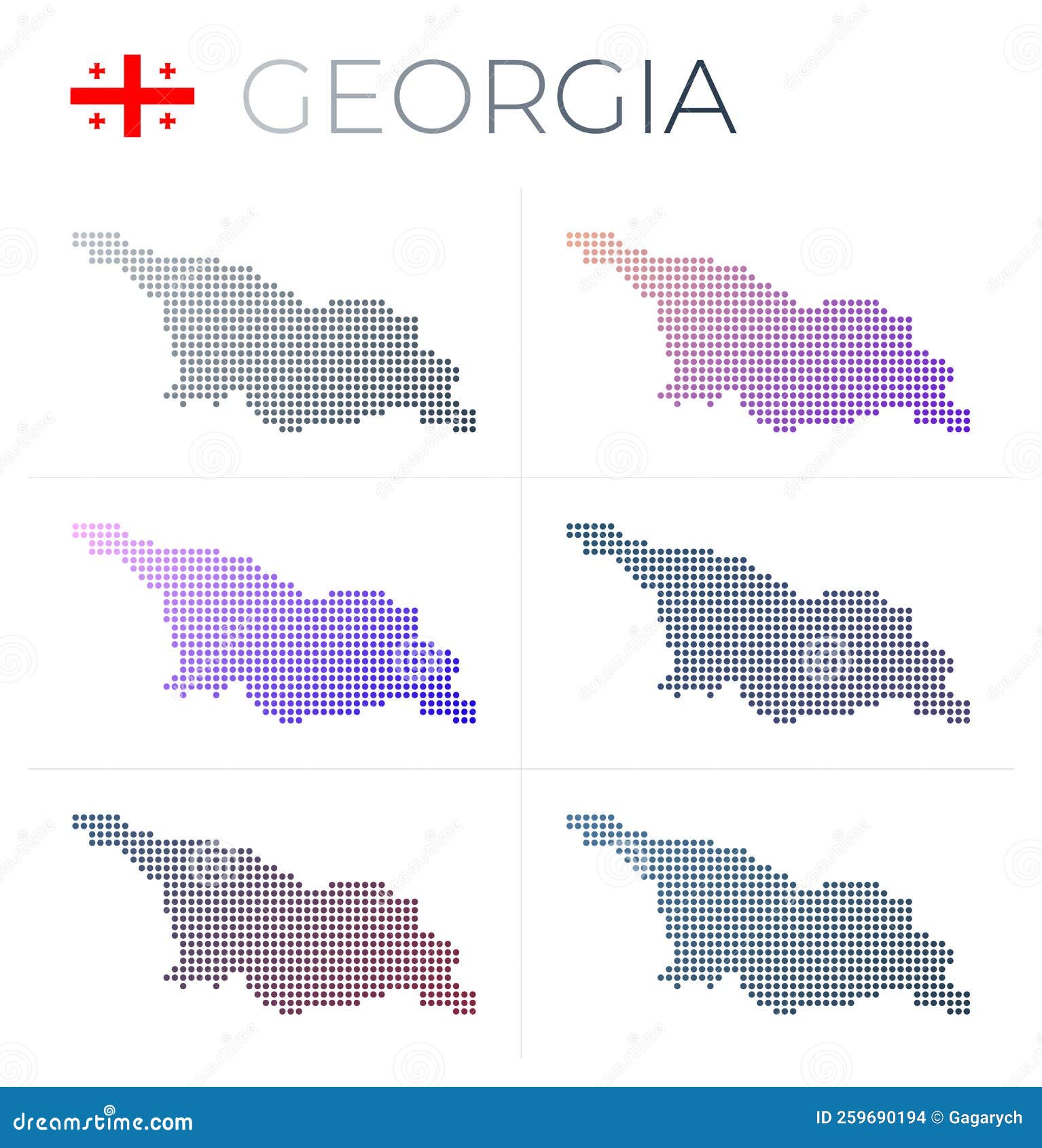 Georgia dotted map set. stock vector. Illustration of gray - 259690194