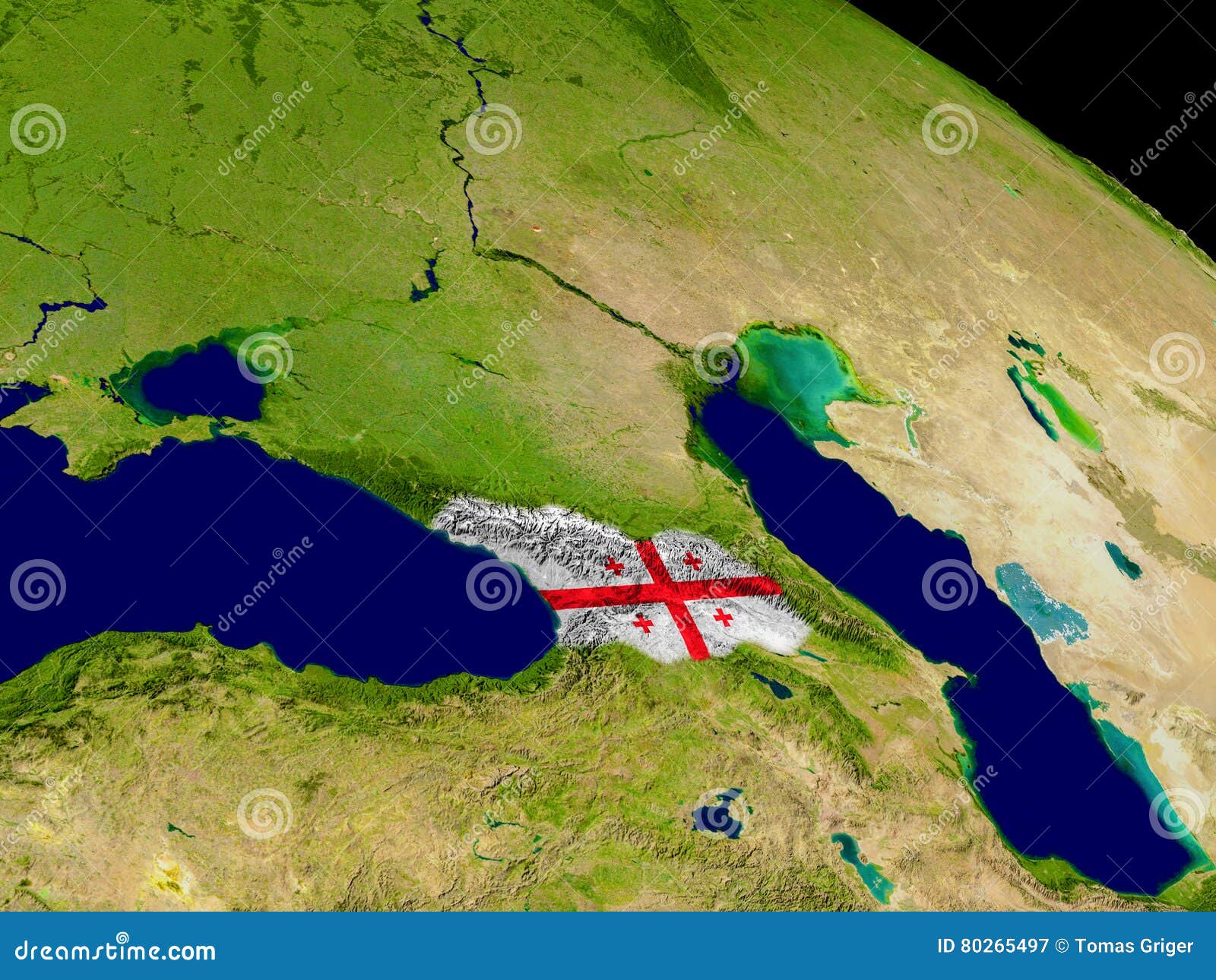 Georgia with flag on Earth stock illustration. Illustration of render ...