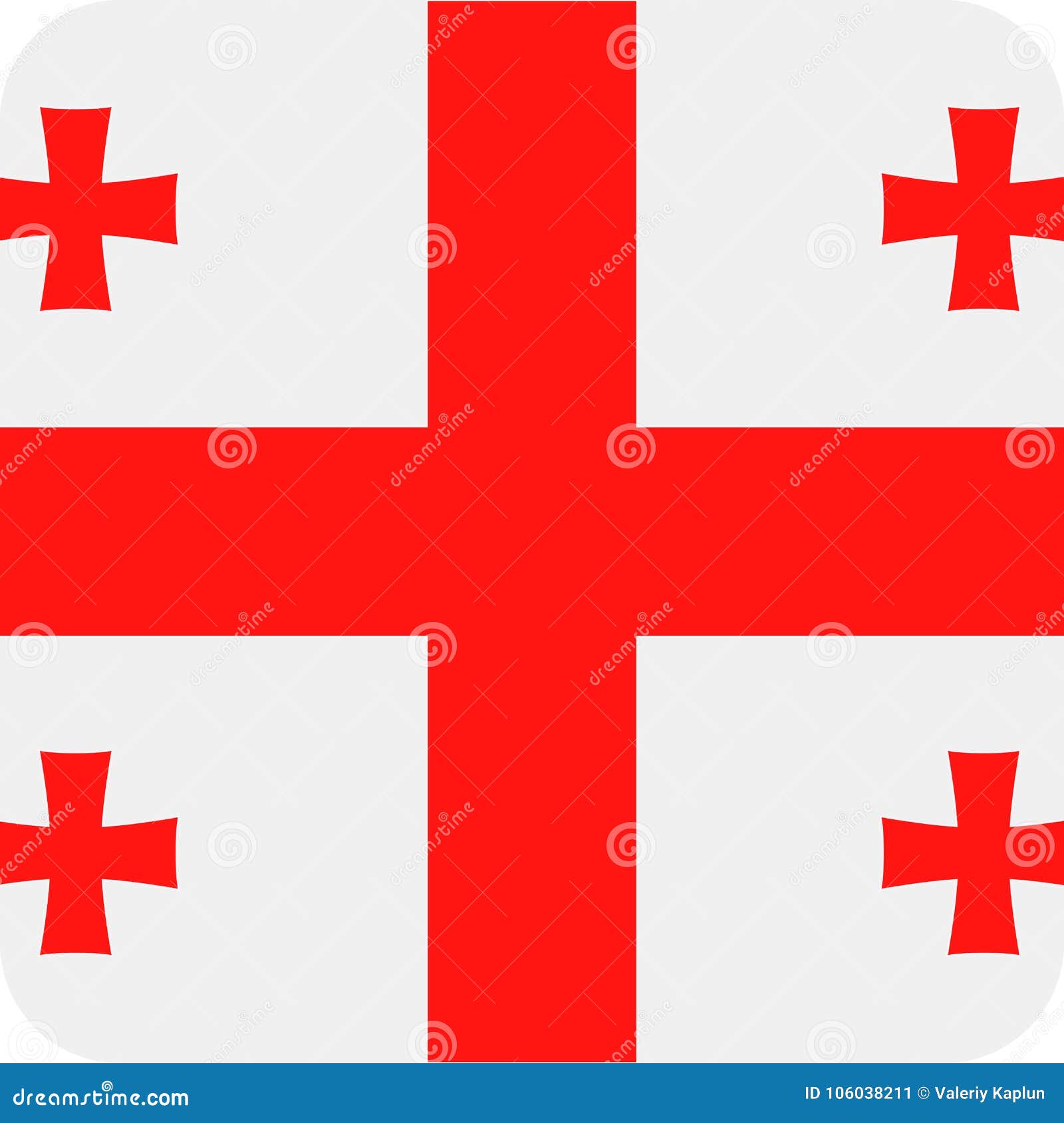 Georgia Flag Vector Square Flat Icon Stock Illustration - Illustration ...