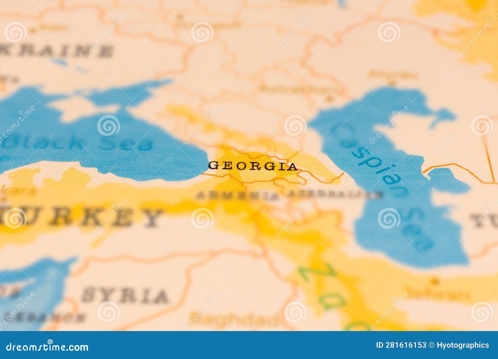 Georgia in Focus on a Tilted World Map. Stock Illustration ...
