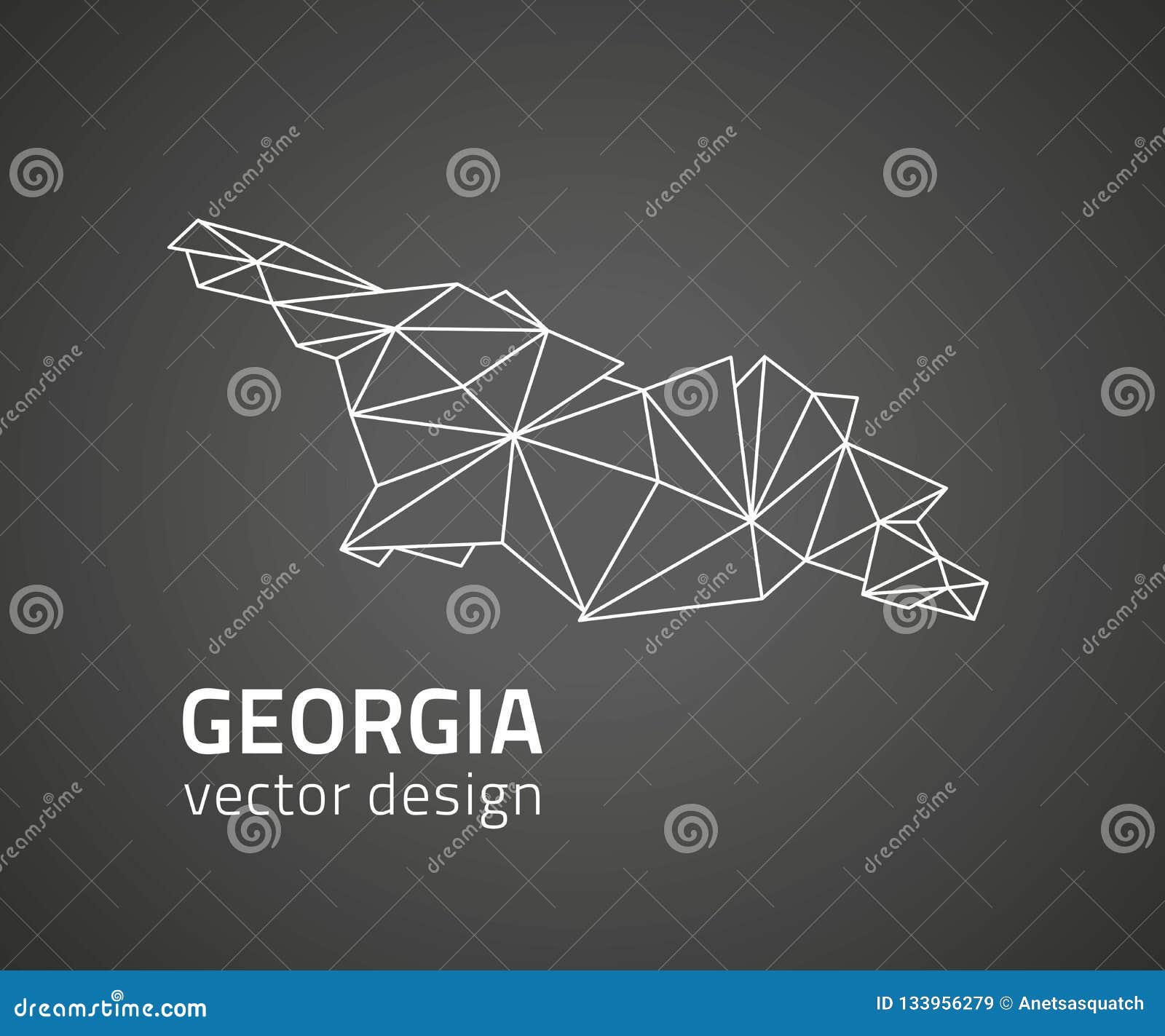 Georgia Dark Vector Contour Triangle Perspective Map Stock Vector ...