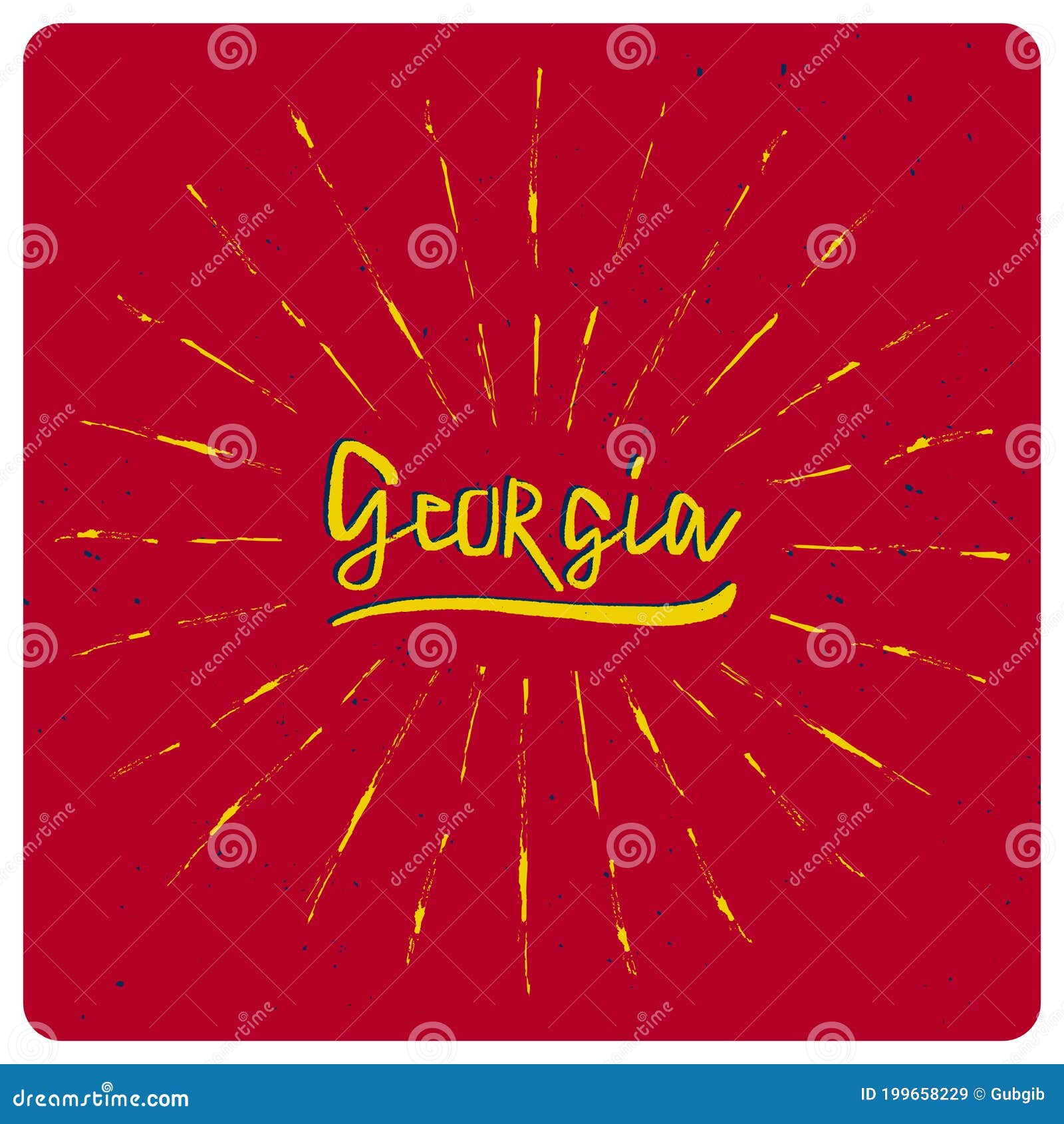 Georgia Hand Lettering With Sunburst Lines Cartoon Vector ...
