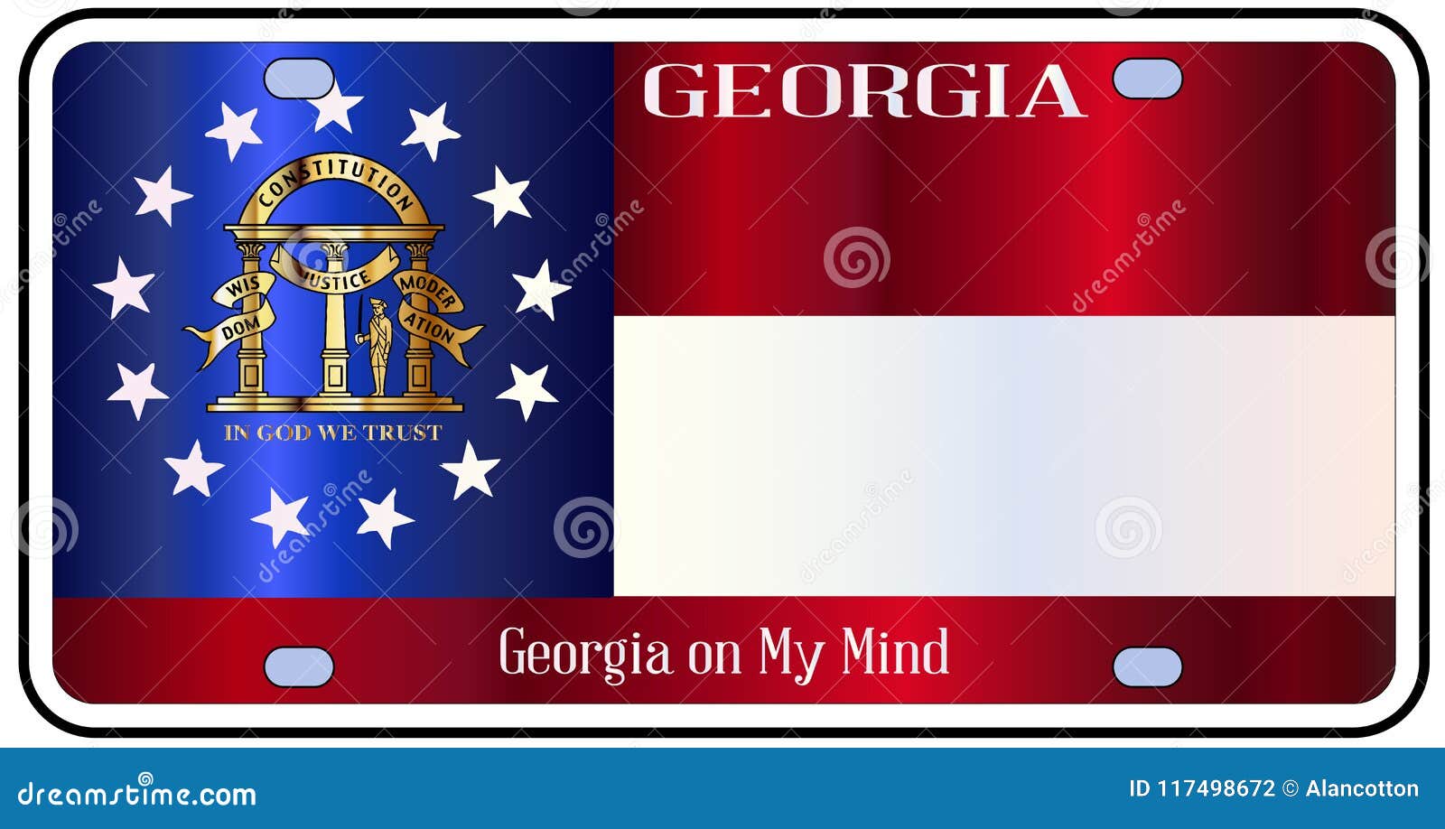 Georgia License Plate Flag vektor abbildung. Illustration von lizenz ...