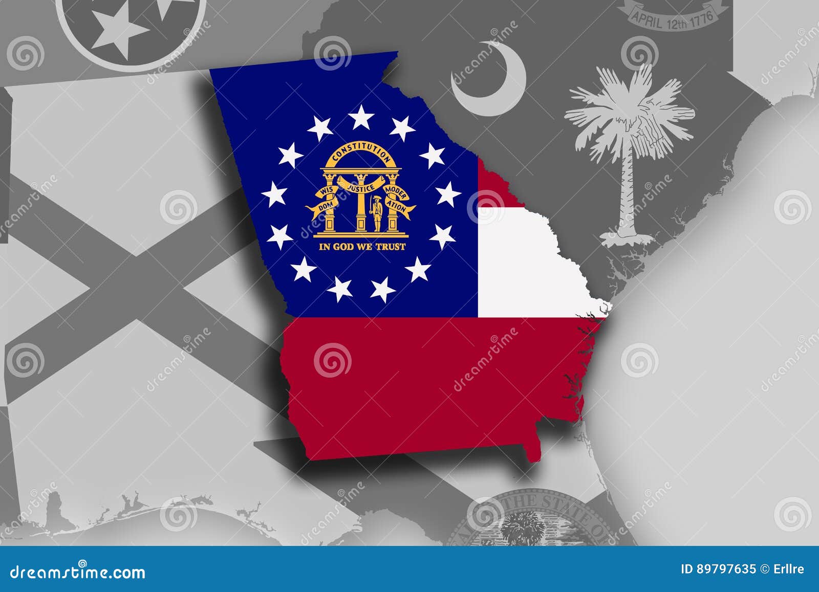 Georgia map and flag stock illustration. Illustration of atlanta - 89797635