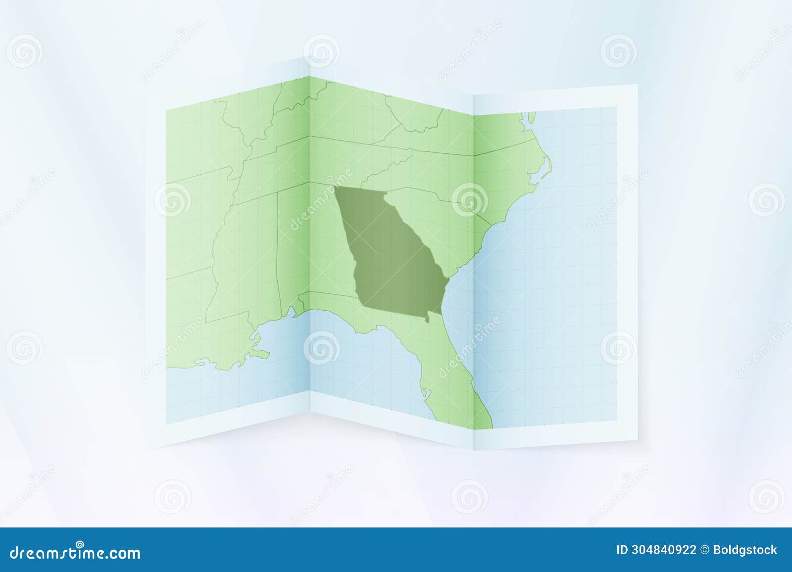 Georgia Map, Folded Paper with Georgia Map Stock Illustration ...