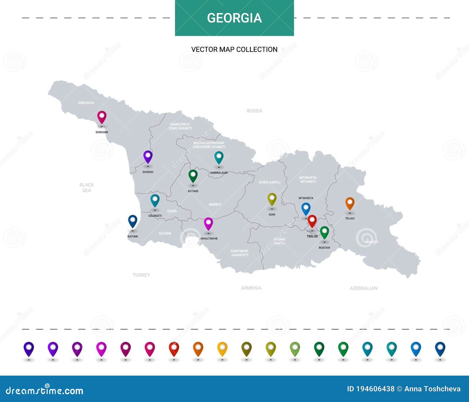 Georgia Location On The World Map For Infographics. All World Countries ...