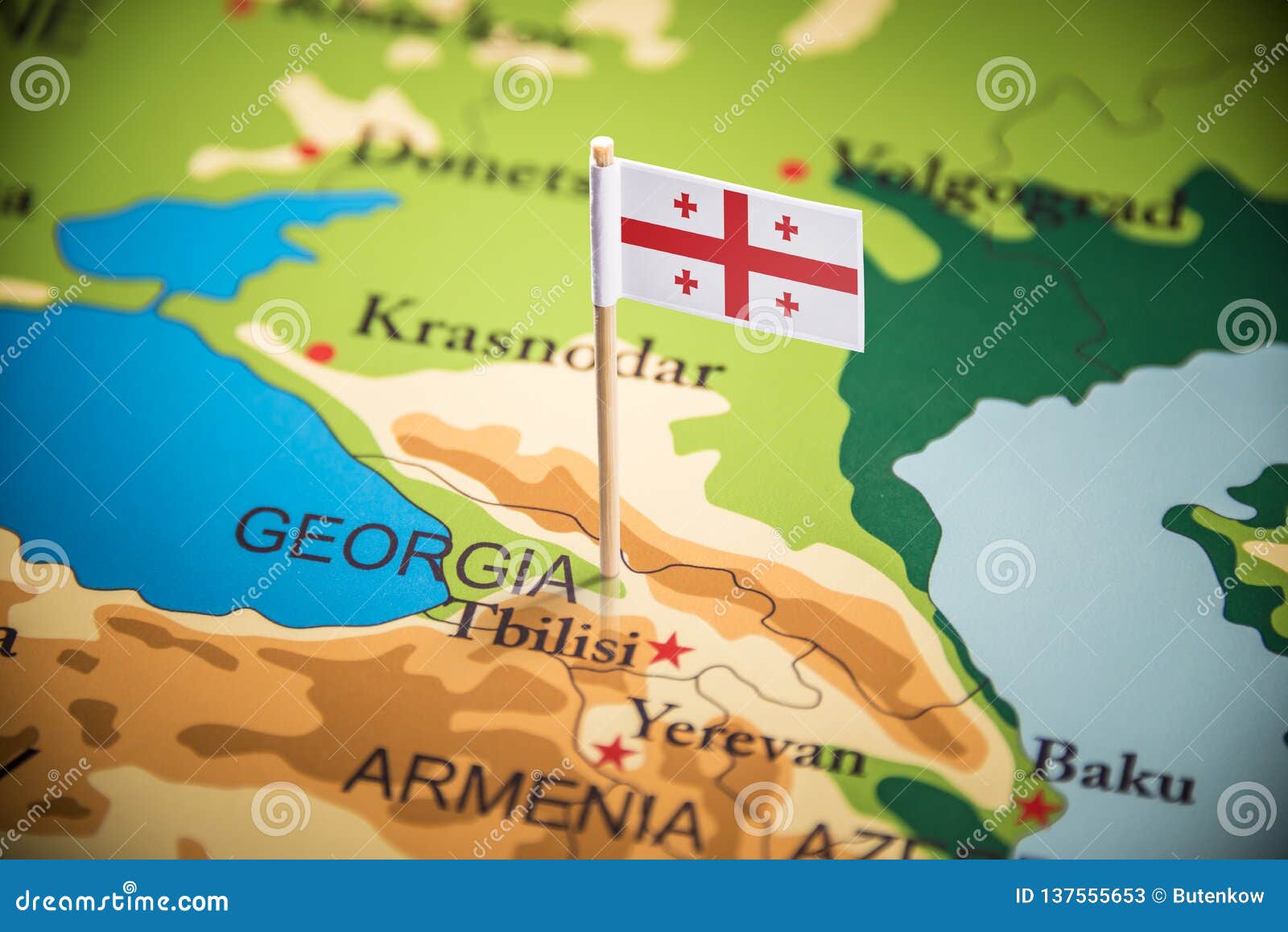 Georgia Marked with a Flag on the Map Stock Image - Image of background ...