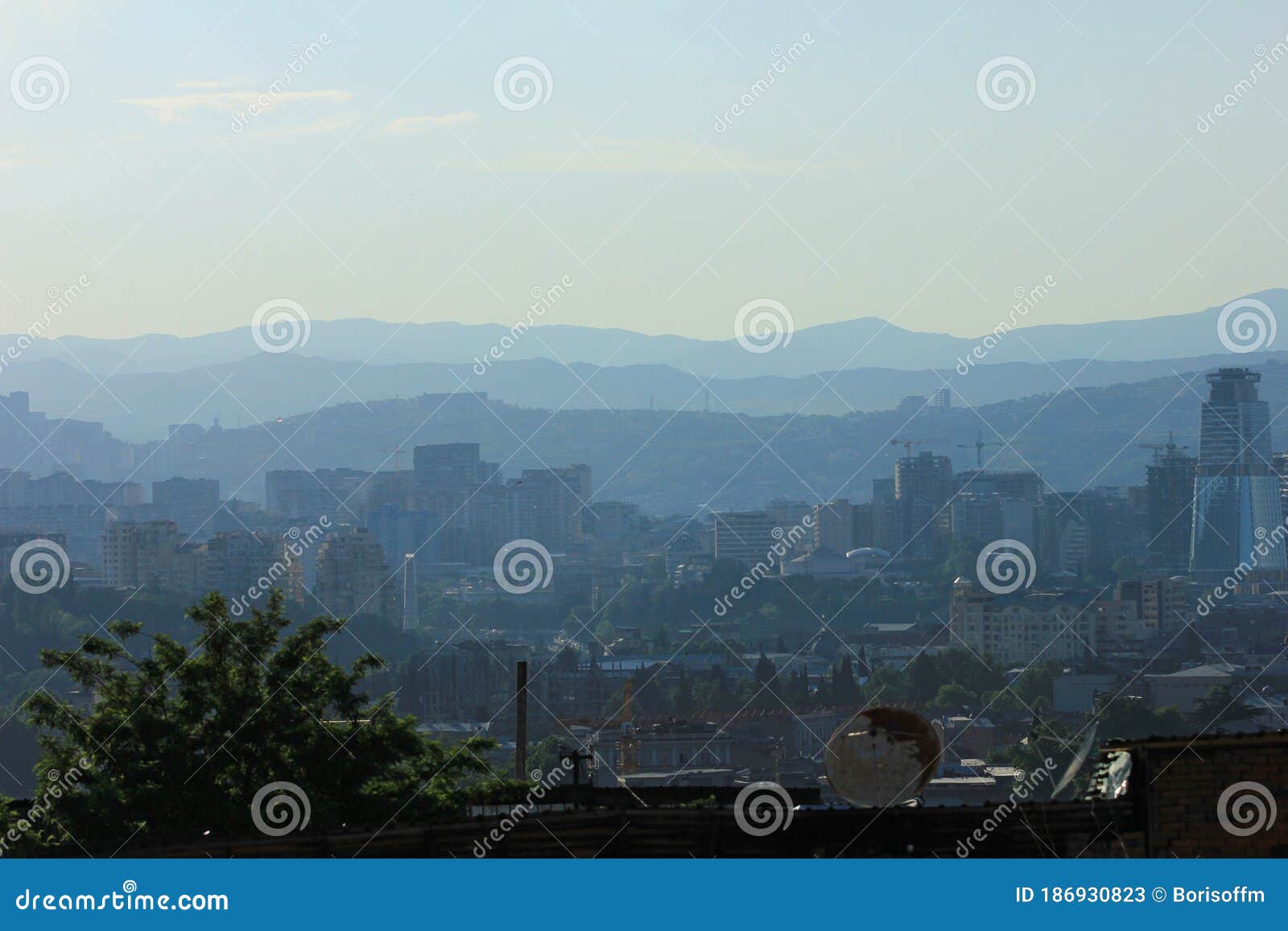 Georgia. Mountain Ranges Over Tbilisi Stock Image - Image of skyline ...