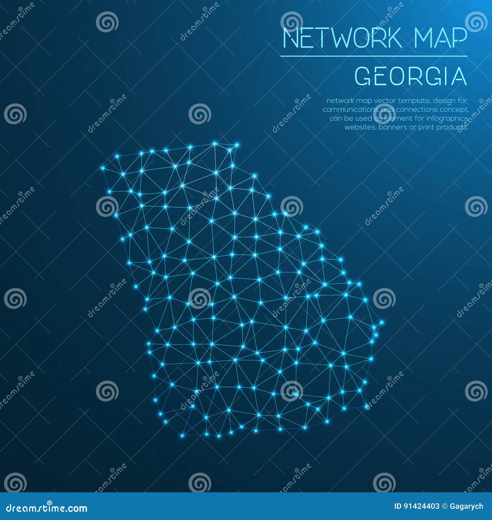 Georgia Network, Constellation Style Us State Map. Cartoon Vector ...