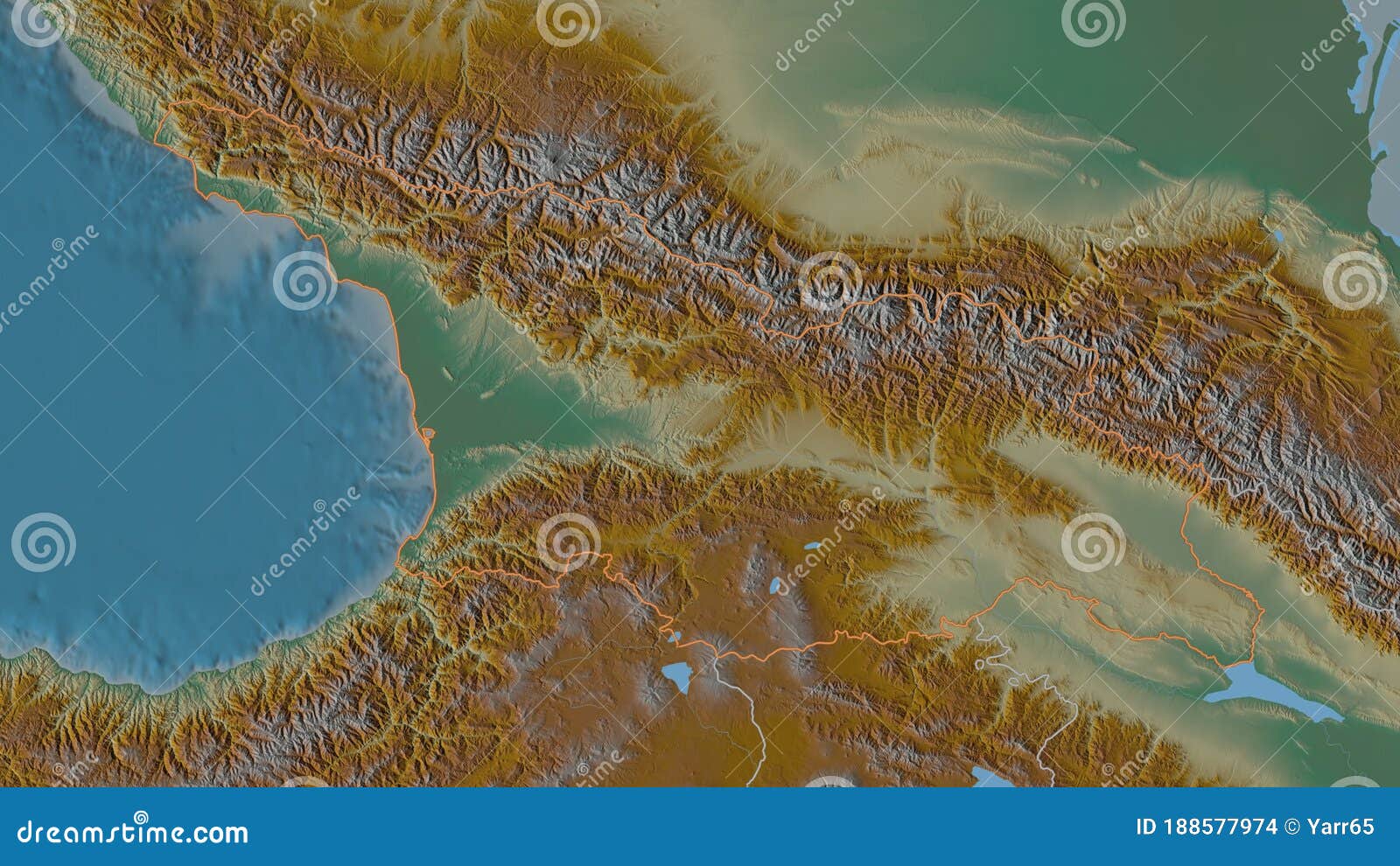 Georgia - overview. Relief stock illustration. Illustration of ocean ...