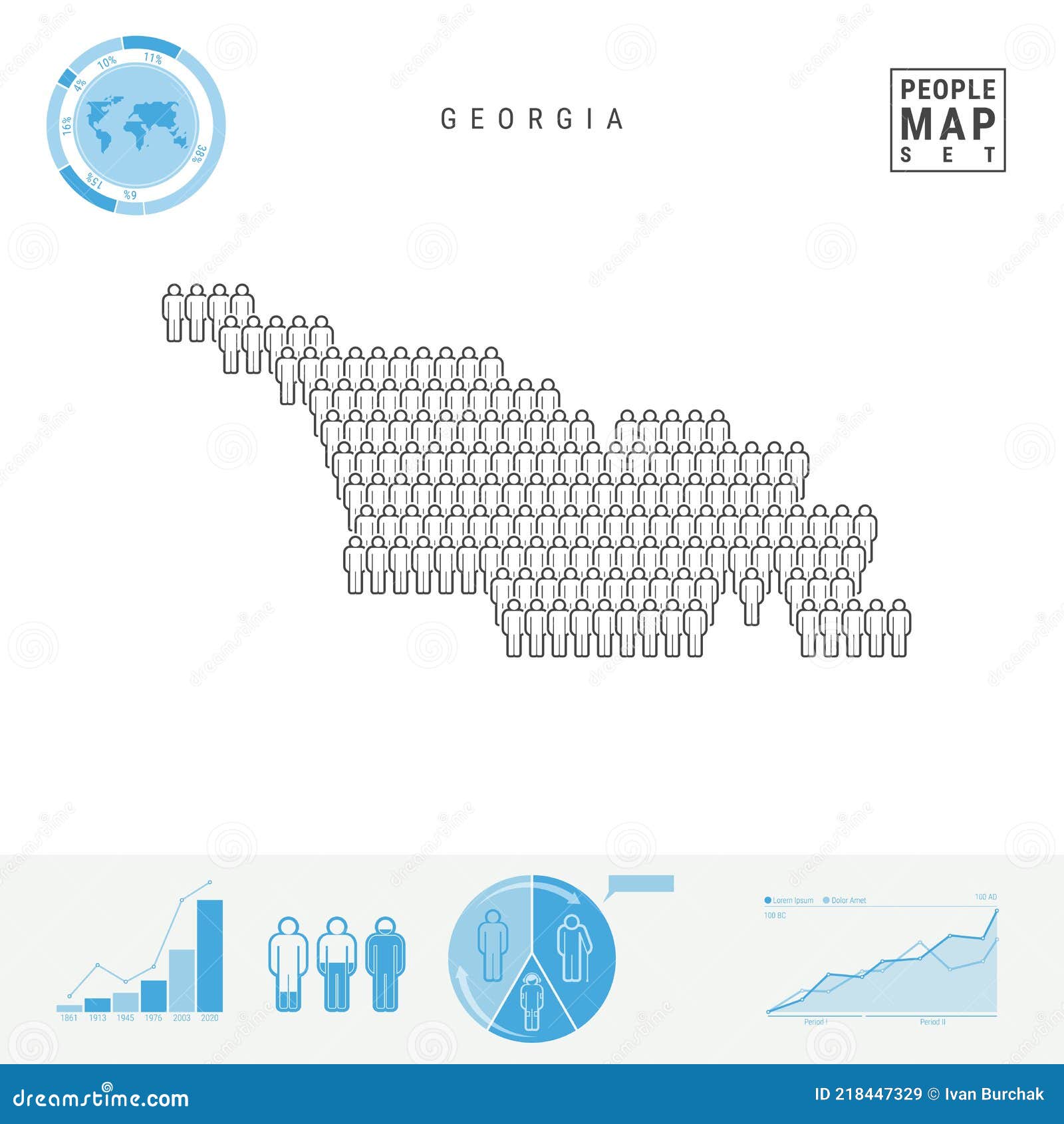 Georgia People Icon Map. Stylized Vector Silhouette of Georgia ...