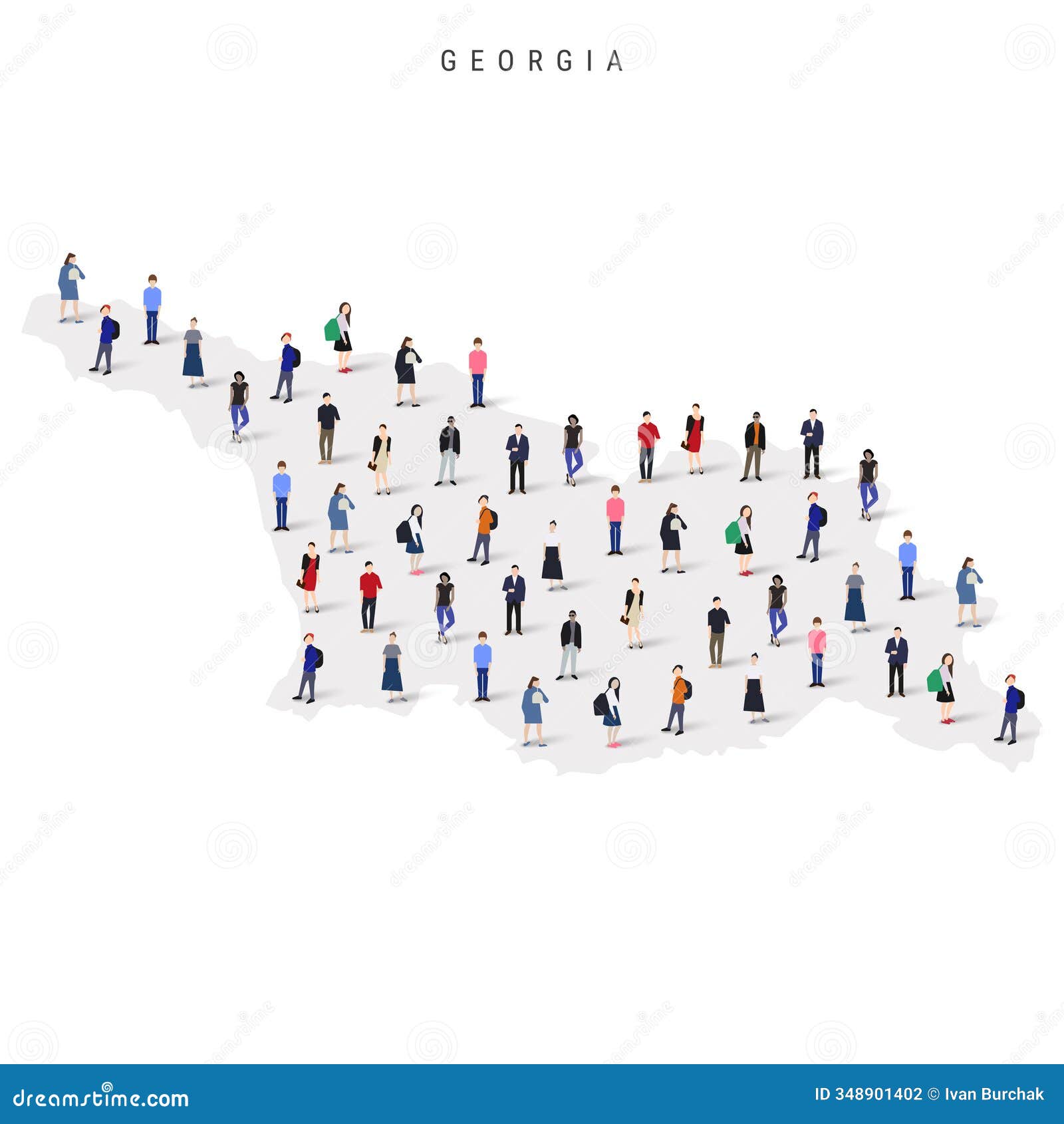 Georgia Population Map. Large Group of People in a Shape of Georgian ...