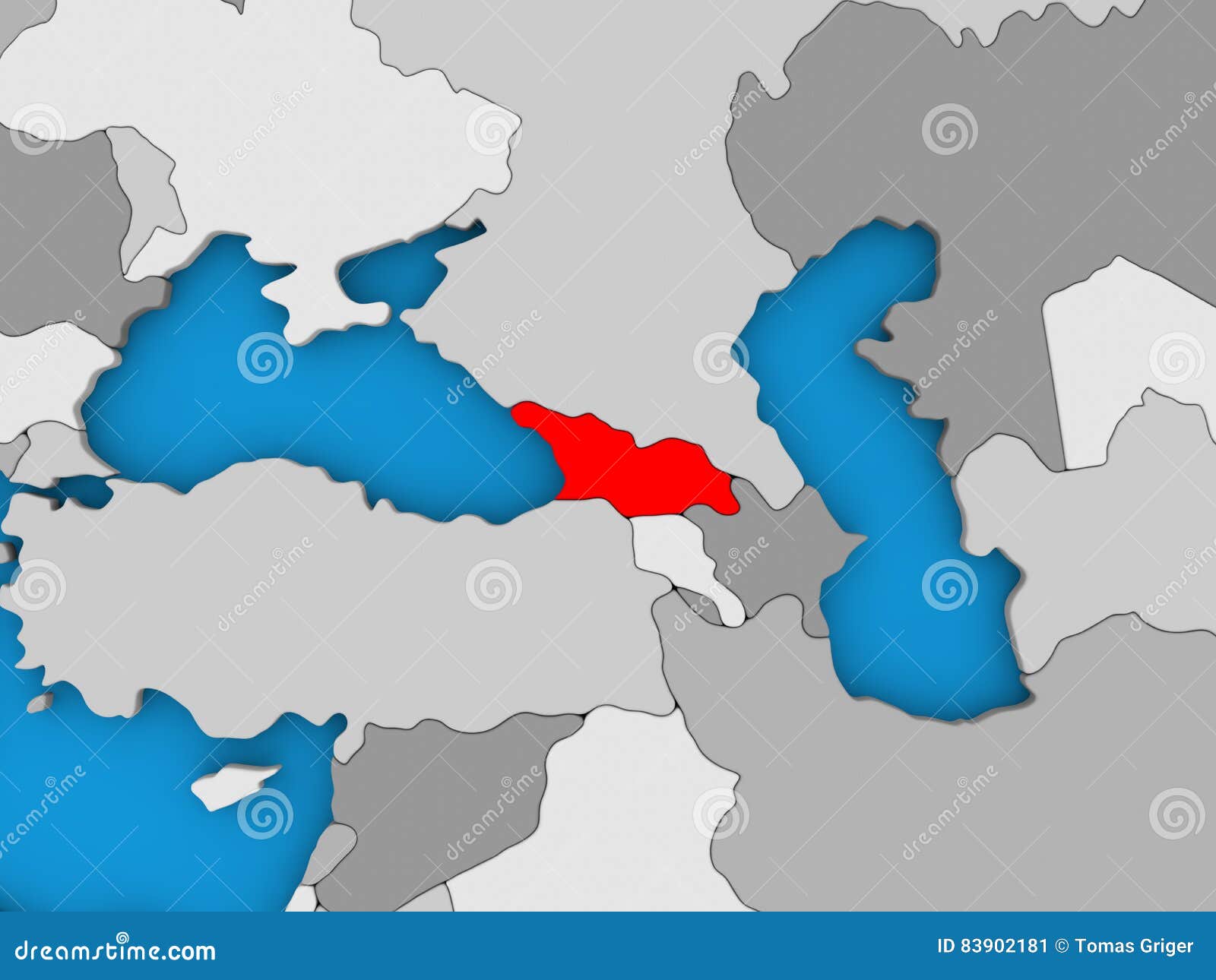 Georgia in red on globe stock illustration. Illustration of render ...