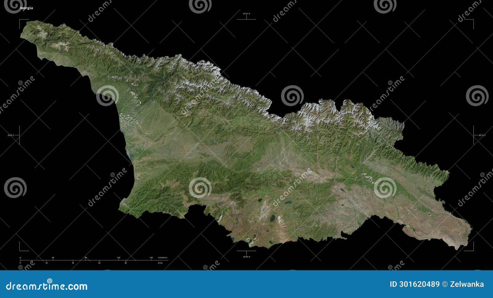 Georgia Shape on Black. High-res Satellite Stock Illustration ...