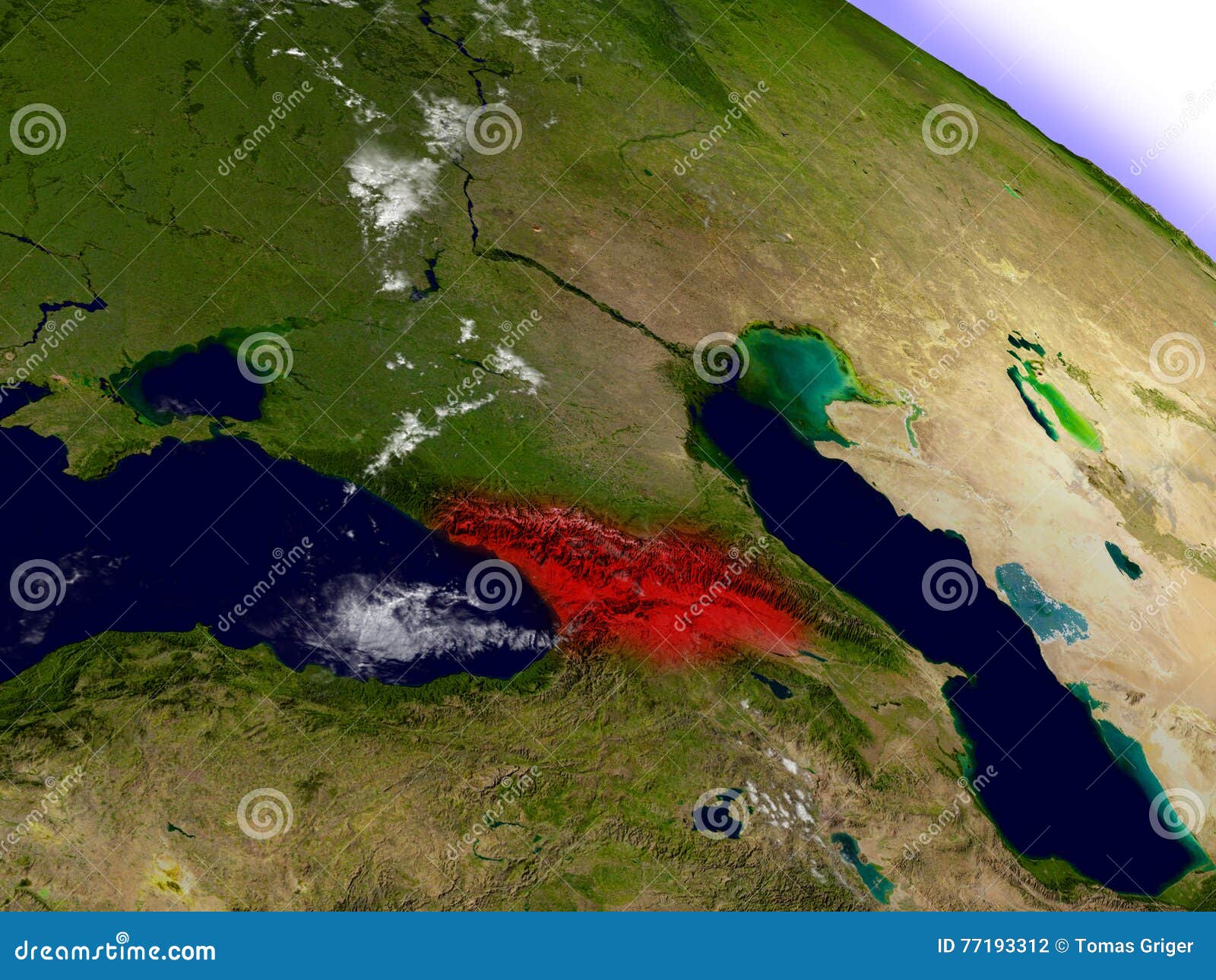 Georgia from Space Highlighted in Red Stock Illustration - Illustration ...