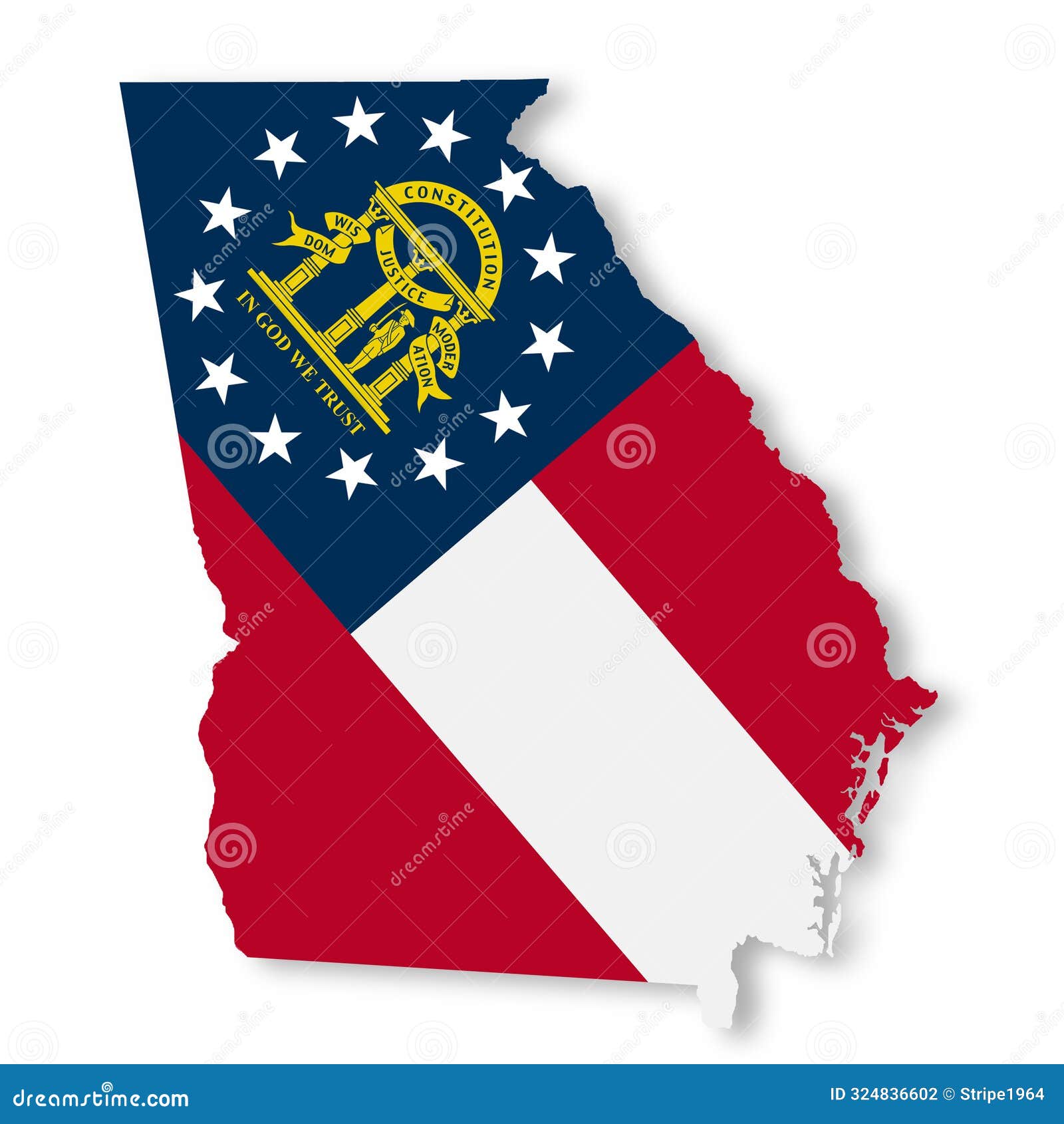 Georgia State Flag Map with Clipping Path Stock Illustration ...