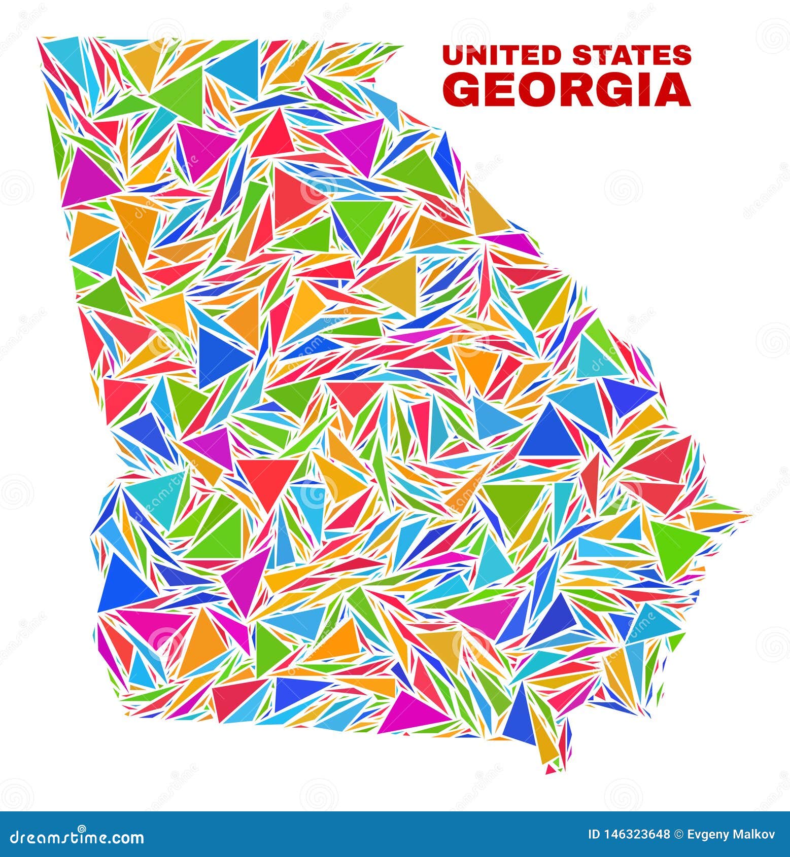 Georgia State Map - Mosaic of Color Triangles Stock Vector ...