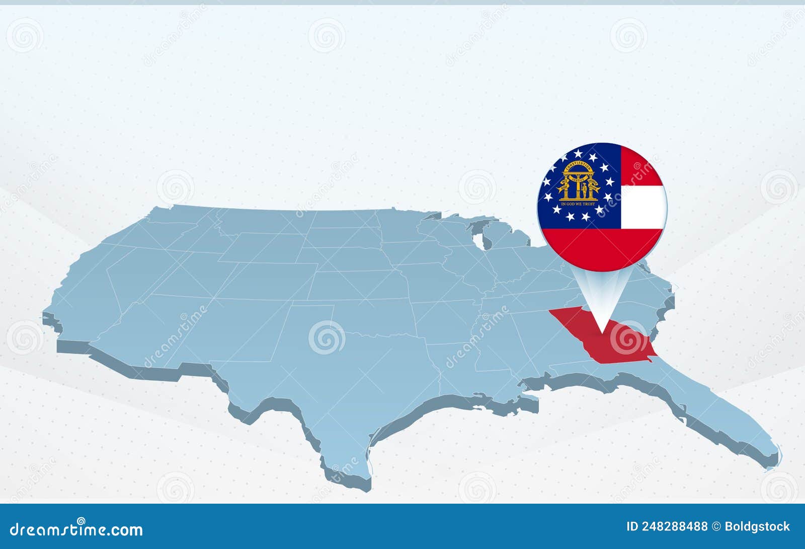 Georgia State Map on United States of America Map in Perspective Stock ...