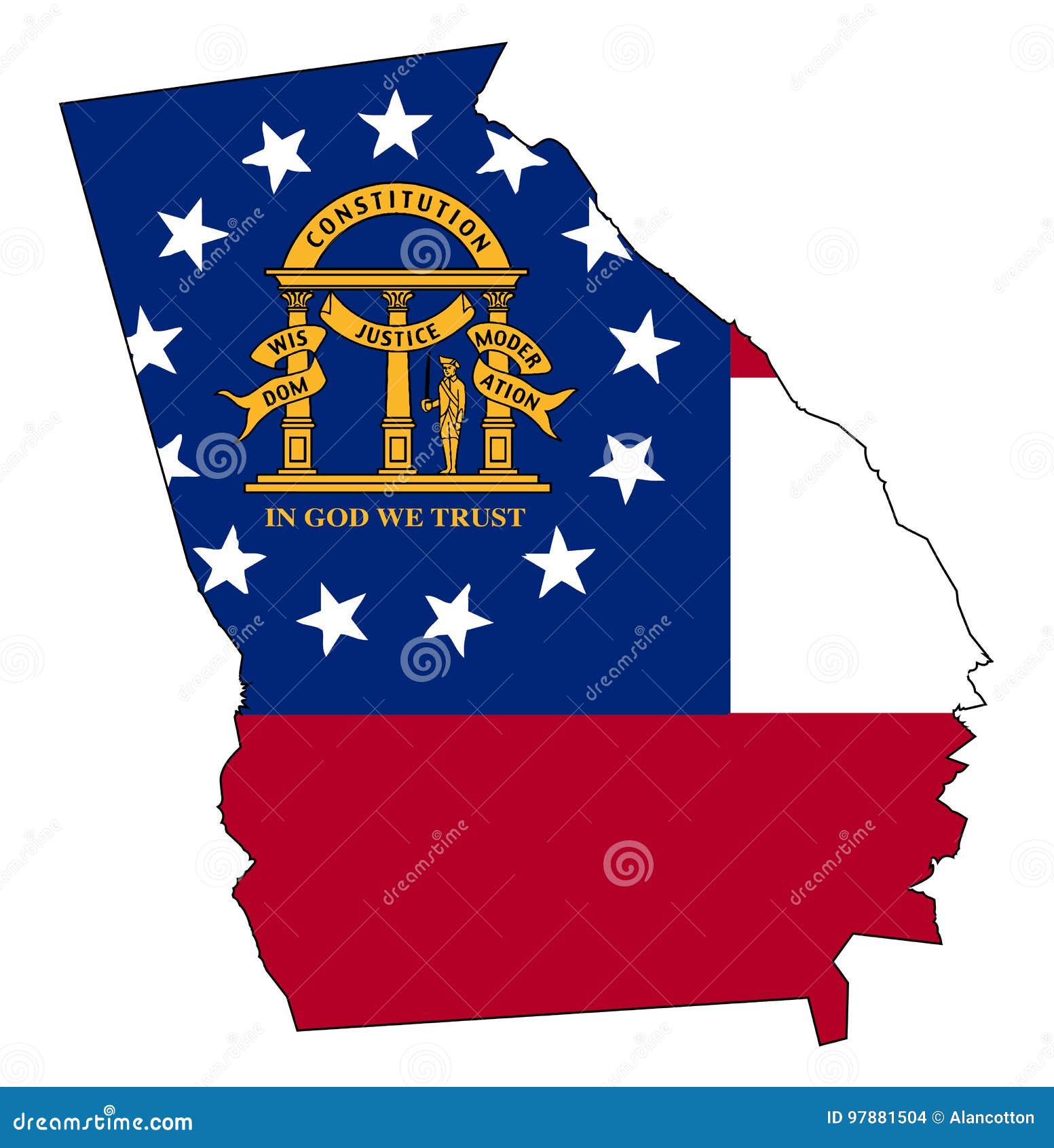 Georgia State Vector Map Silhouette Isolated On White Background. Stock ...