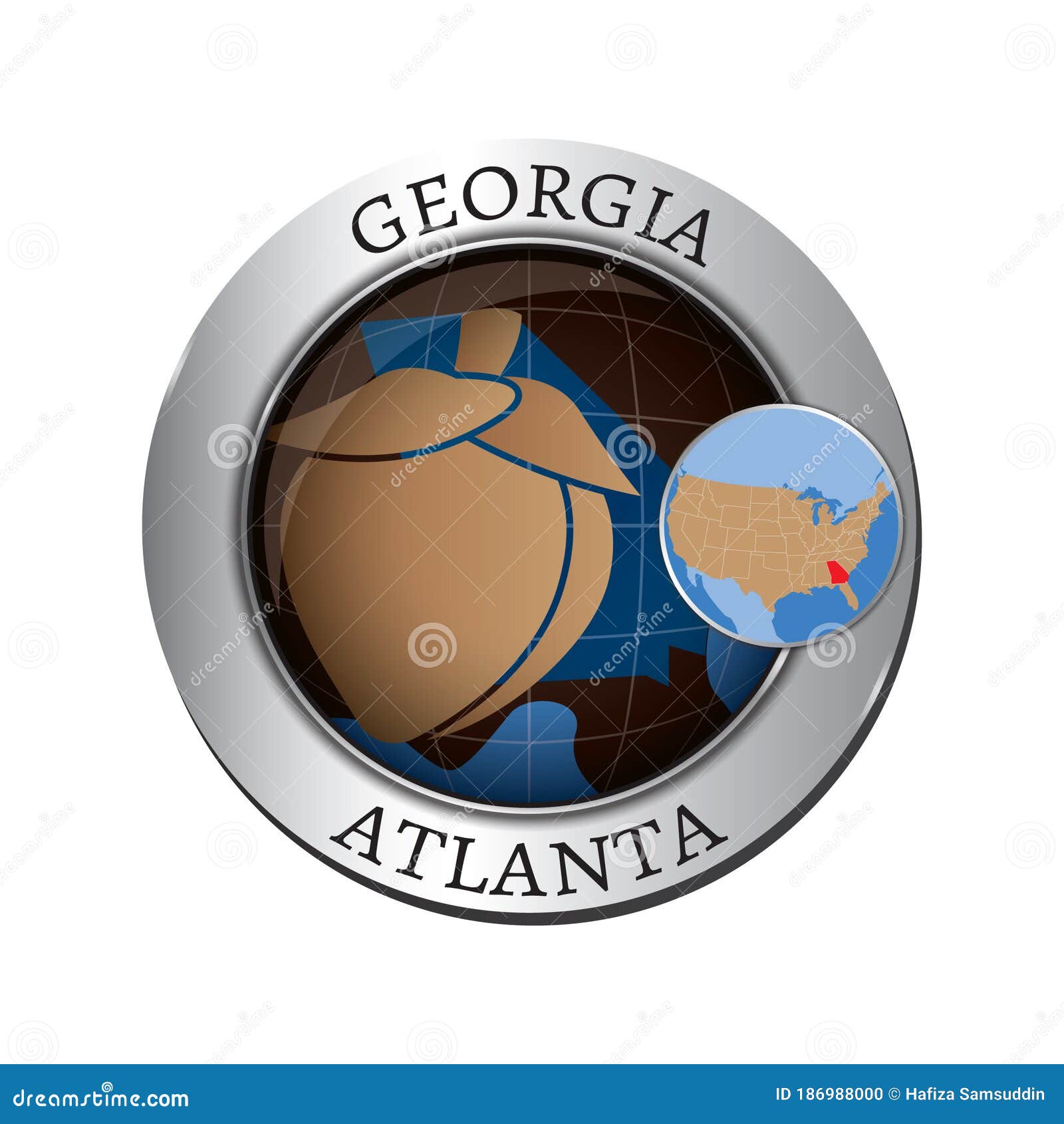 Georgia State with Peach Badge. Vector Illustration Decorative Design ...