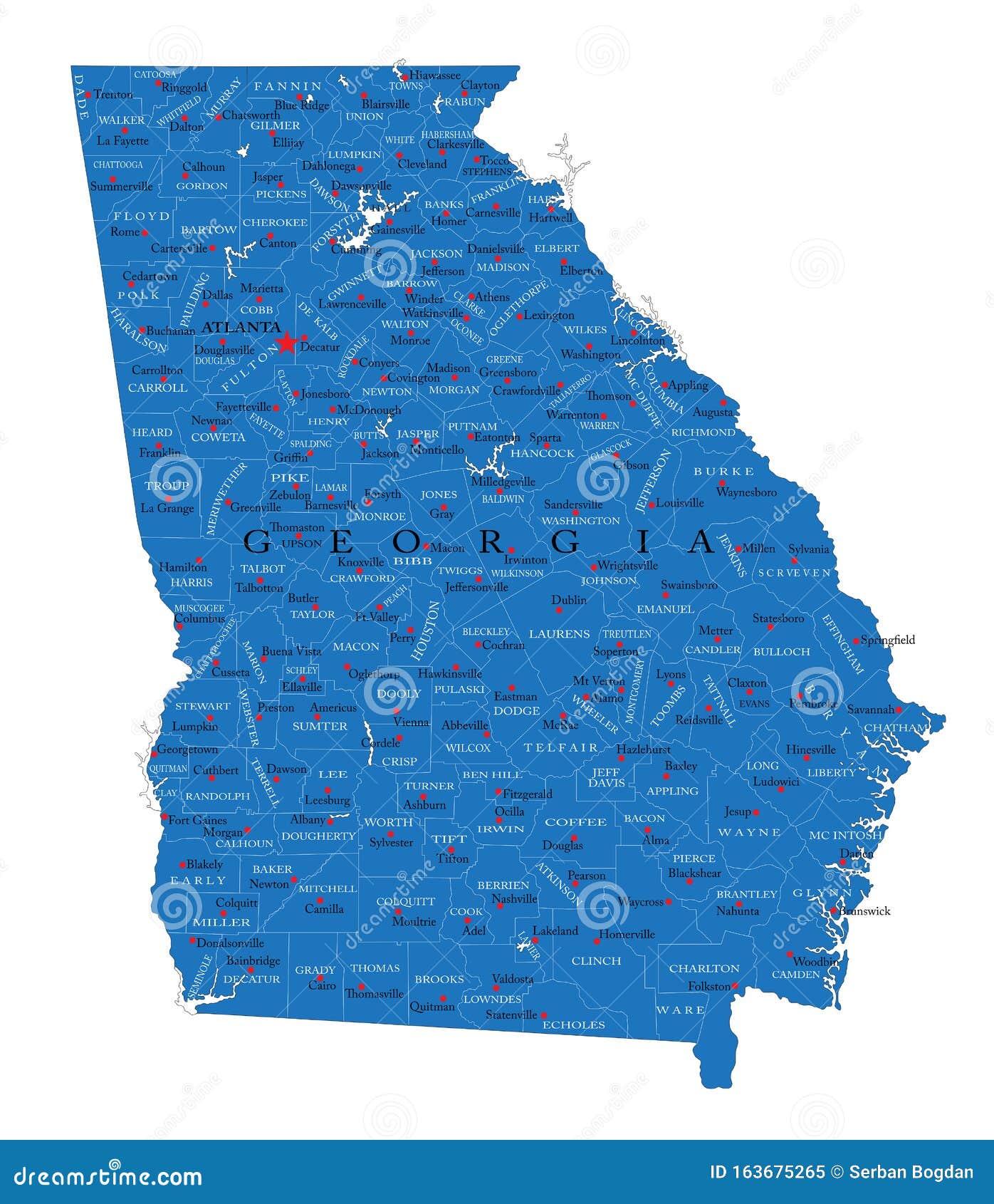 Georgia State Political Map Stock Vector - Illustration of country ...