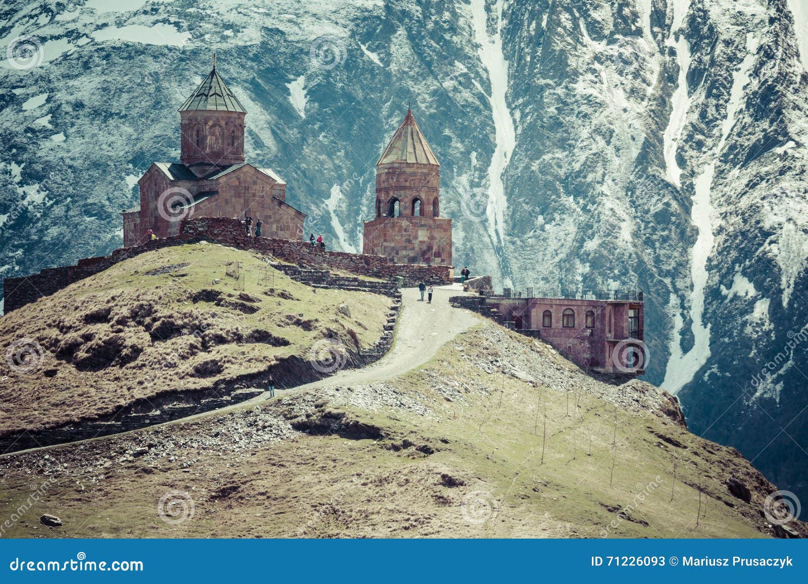 Georgia, Stepantsminda-Sameba. Ancient Gergeti Trinity Church Hi Stock ...