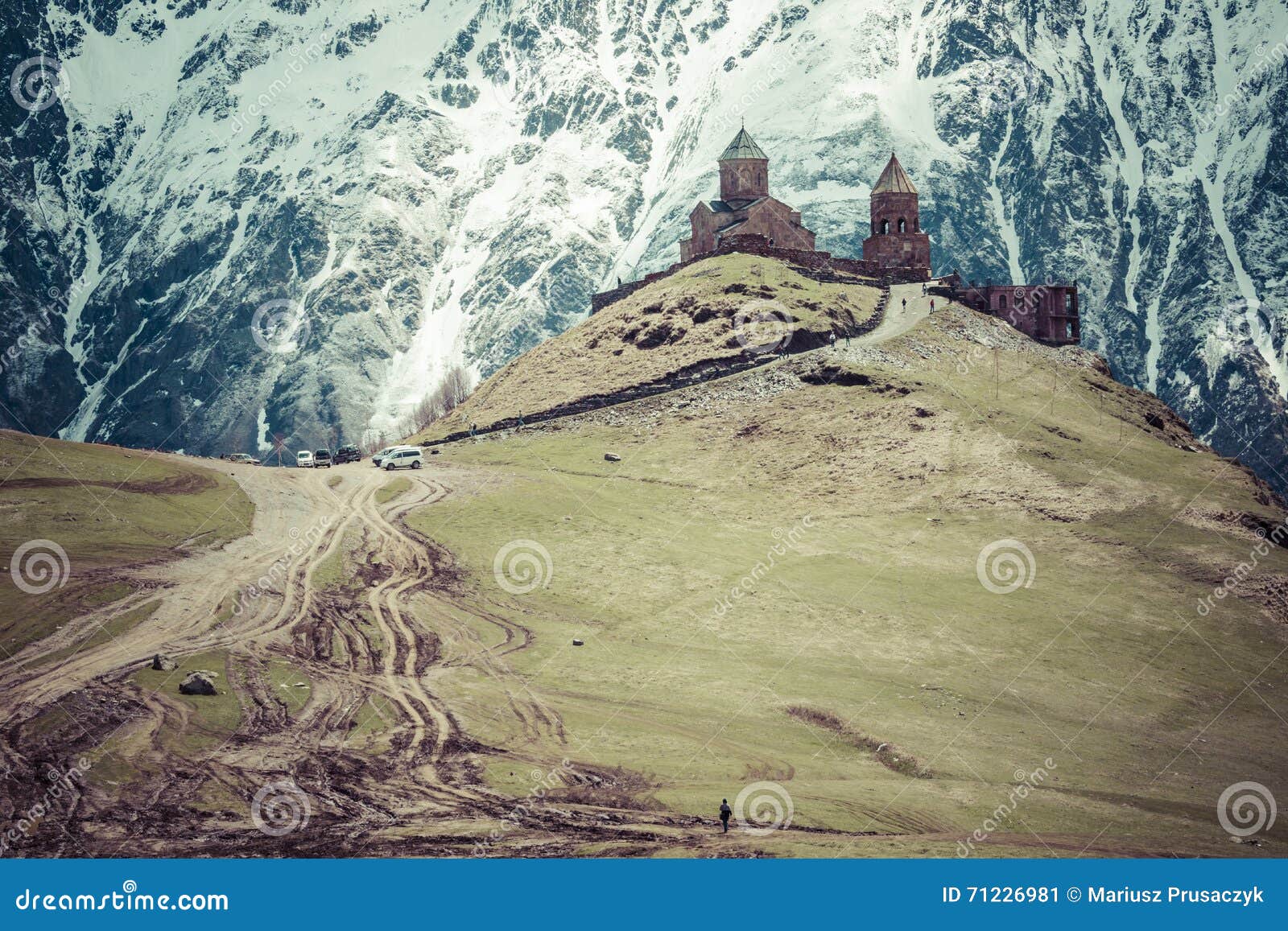 Georgia, Stepantsminda-Sameba. Ancient Gergeti Trinity Church Hi Stock ...