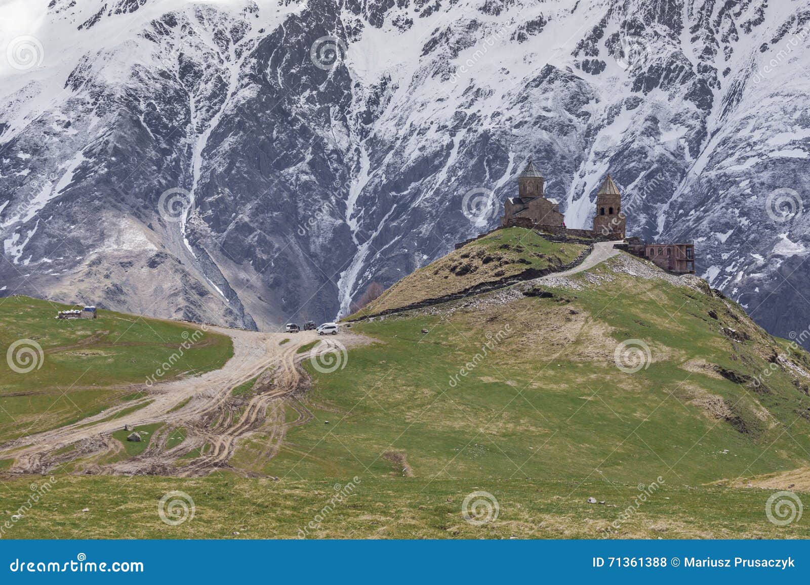 Georgia, Stepantsminda-Sameba. Ancient Gergeti Trinity Church Hi Stock ...