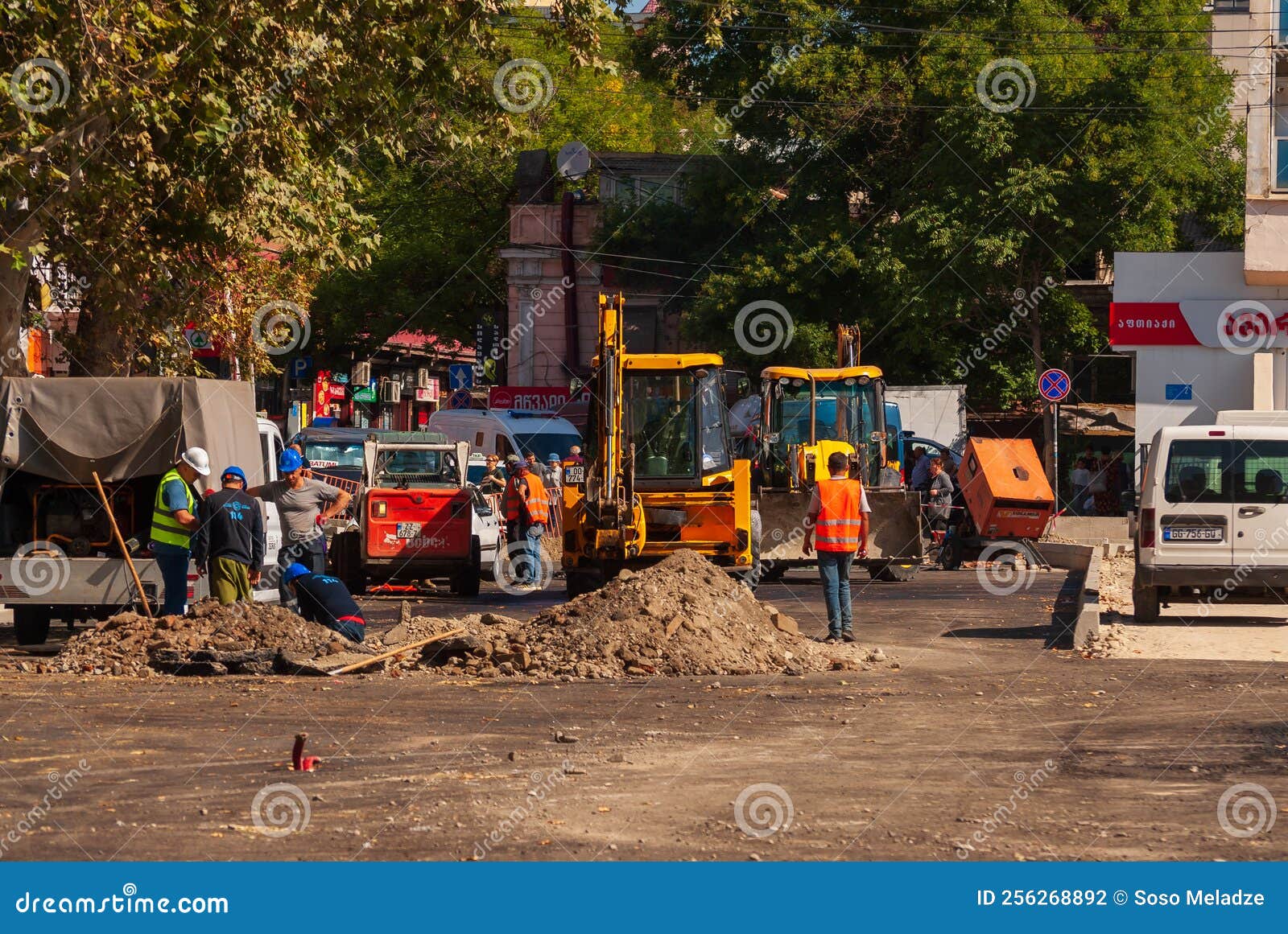 Georgia, Tbilisi - September 17, 2022: Construction Builders. Worker ...