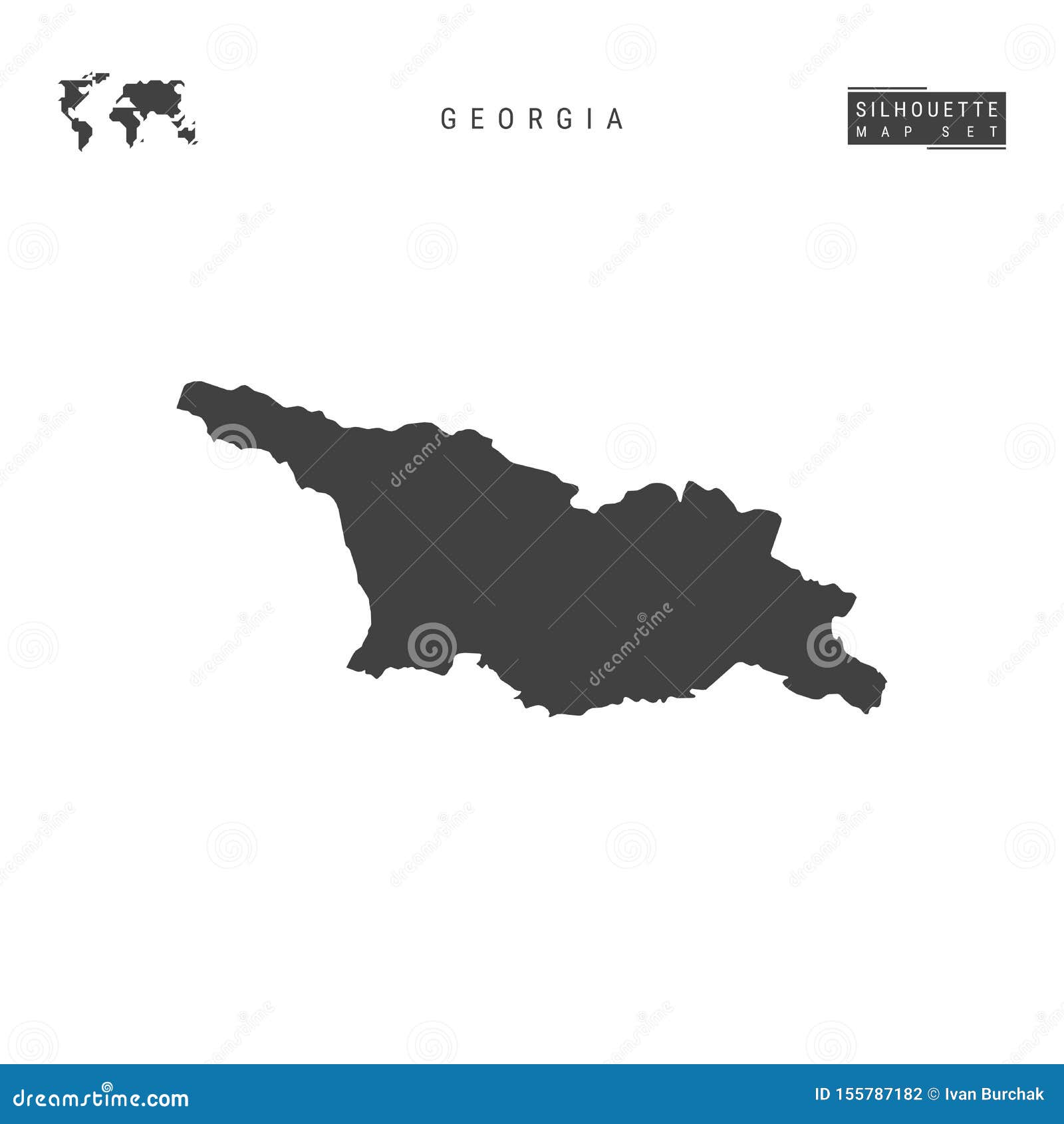 Georgia Detailed Map Highlighted On Blue Rounded World Map Vector ...